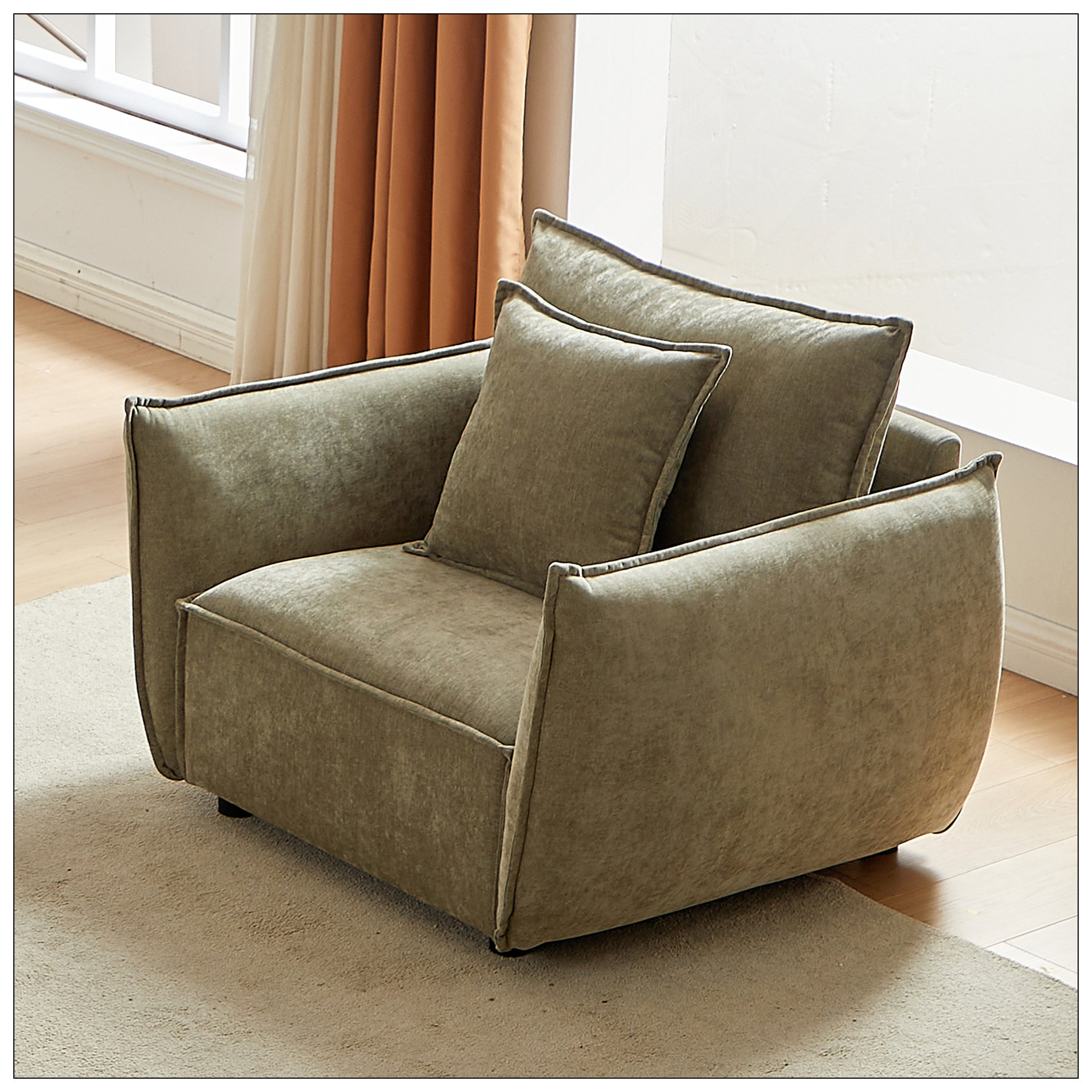 Mercer41 45-Inch Minimalist Upholstered Sofa, Modern And Comfortable ...