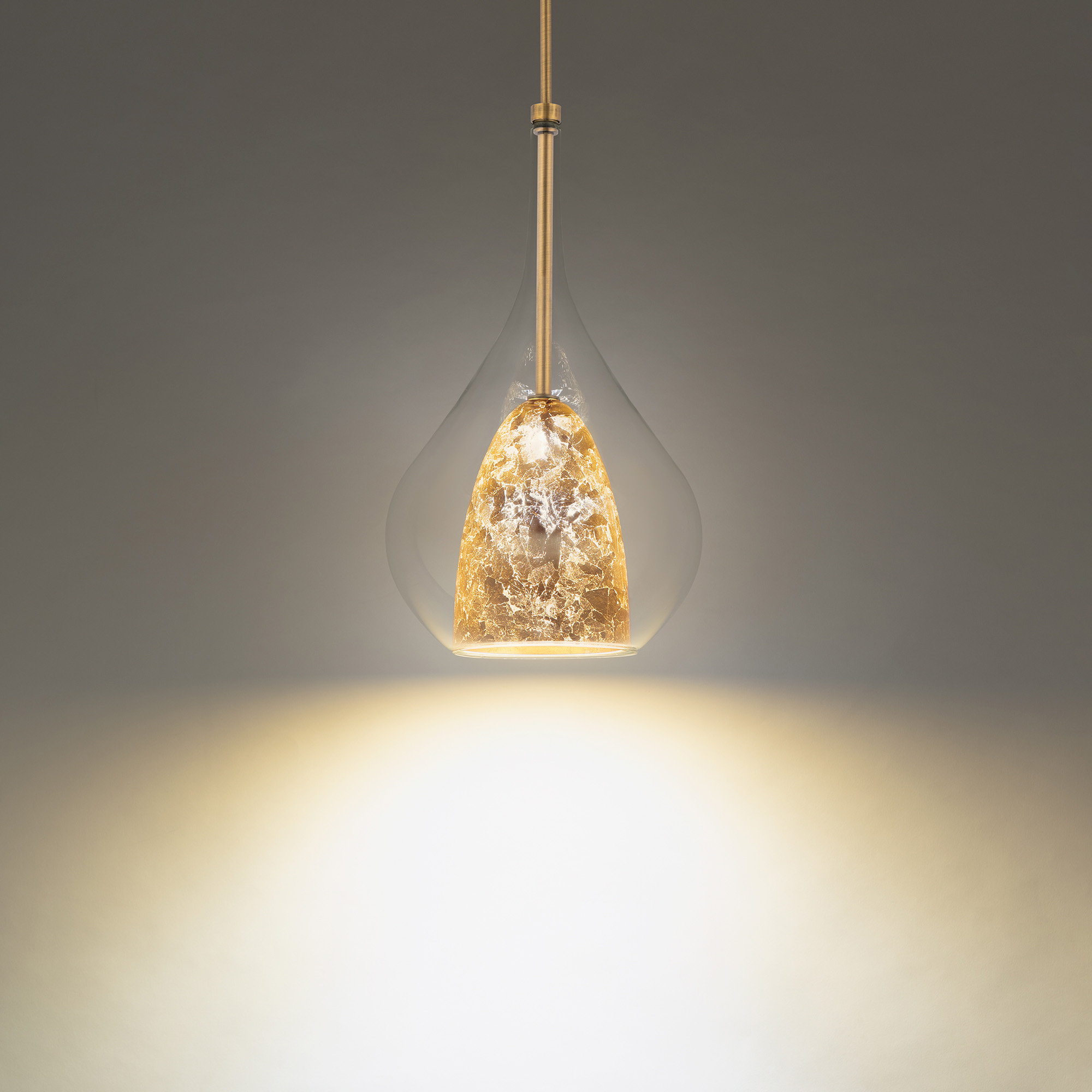 Modern Forms Helios Dimmable LED Pendant With Gold Leaf Dome Shade ...