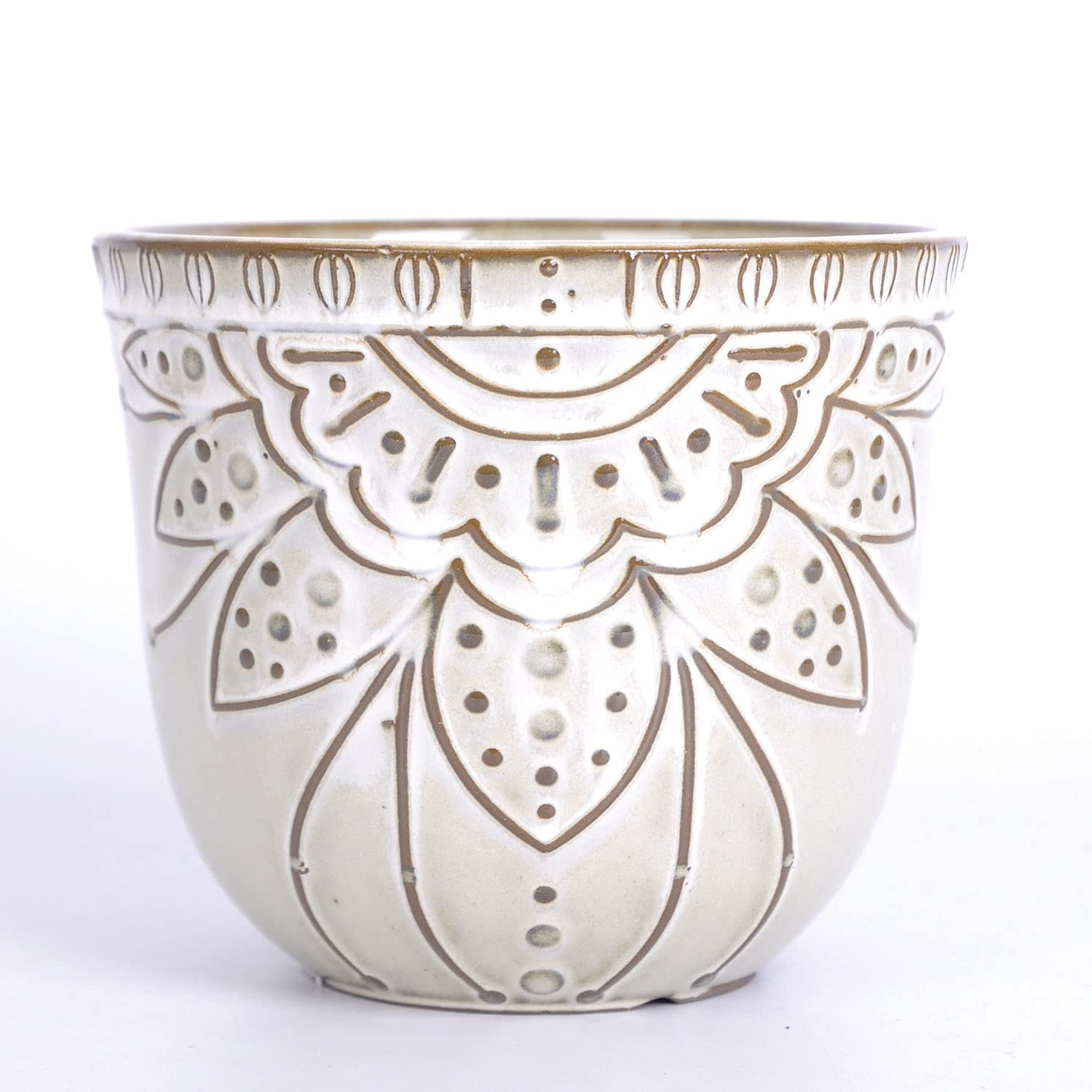 Dakota Fields 5.9 Inch Round Bohemian Style Ceramic Planter, Geometry ...