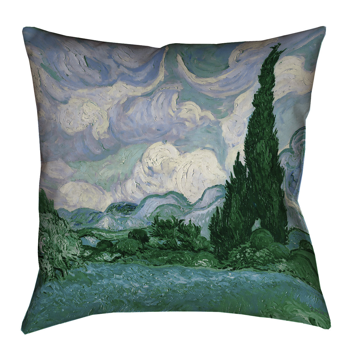 ArtVerse Vincent Van Gogh Wheatfield with Cypresses Outdoor Throw ...