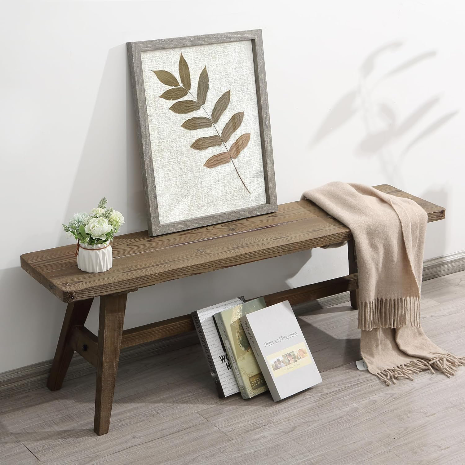 Ophelia & Co. 47" Farmhouse Wood Bench, Dining Room Bench, Entryway ...