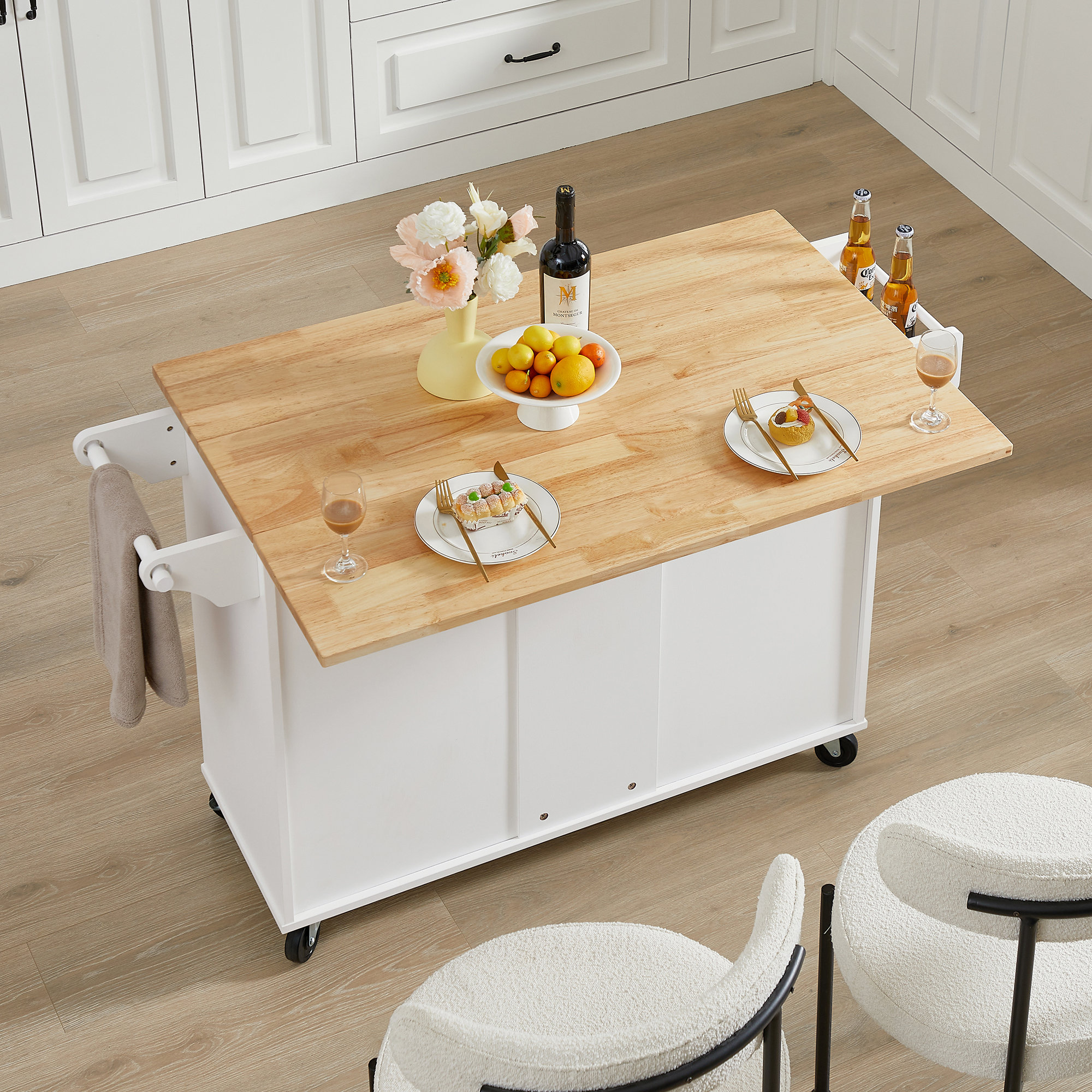 Lark Manor Kitchen Island with Drop Leaf Countertop - Wayfair Canada