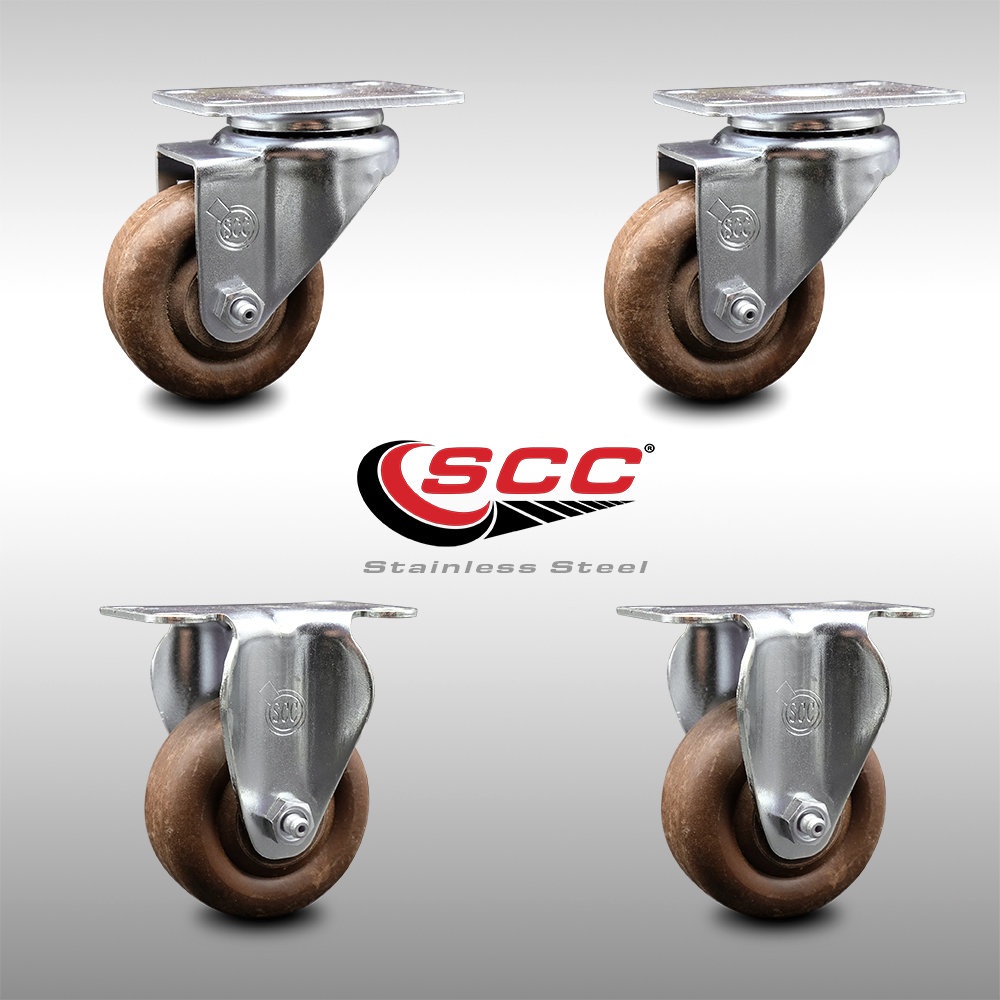 Service Caster 4 Piece High Temp Glass Filled Nylon Swivel Caster Set ...