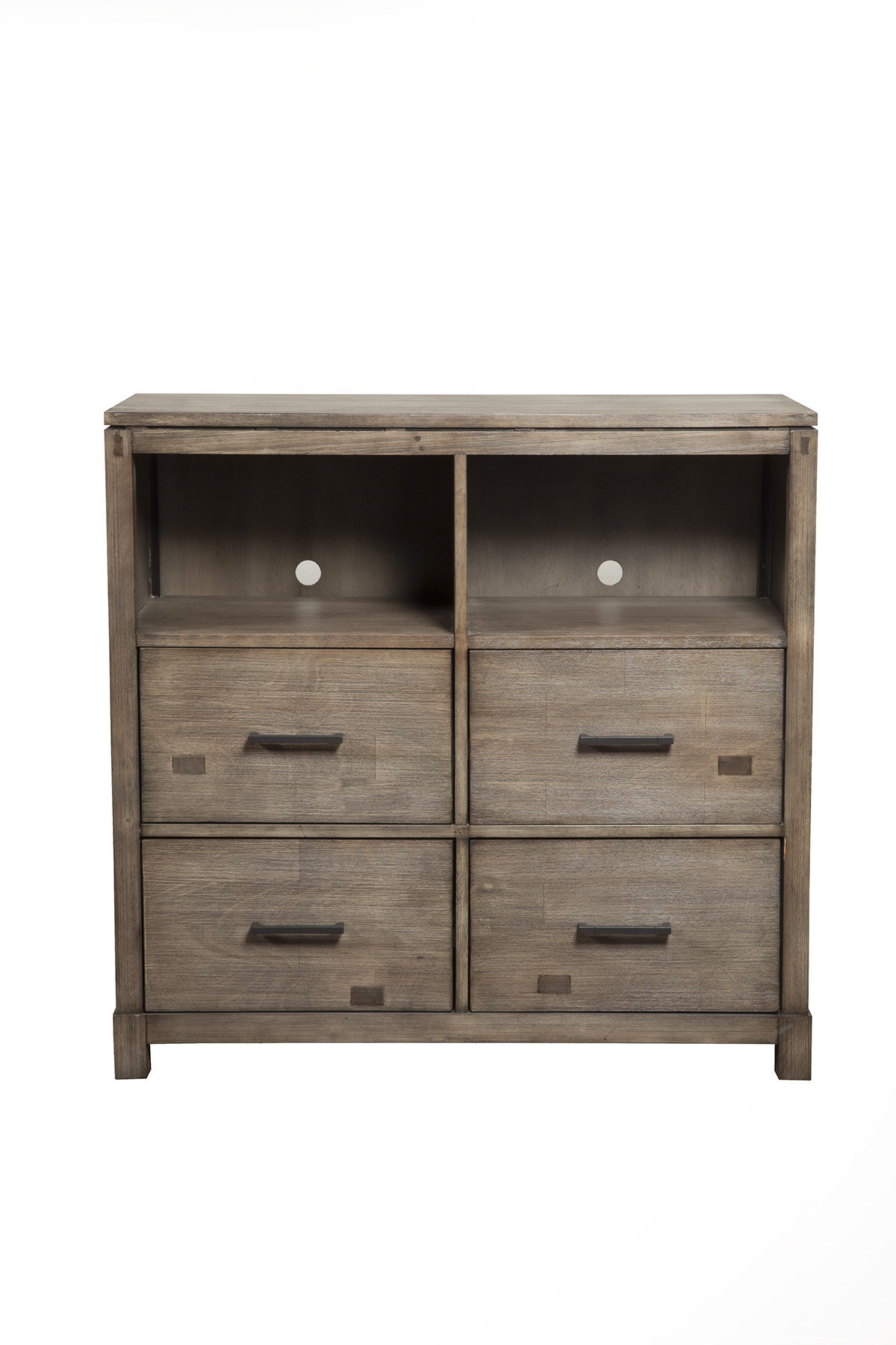 Gracie Oaks Commode télé 4 tiroirs Vanallen, gris vieilli - Wayfair Canada