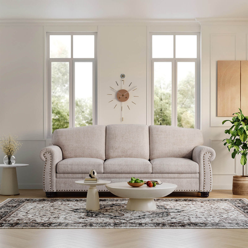 Charlton Home® Dioselina 90'' Rolled Arms Chenille Chesterfield ...