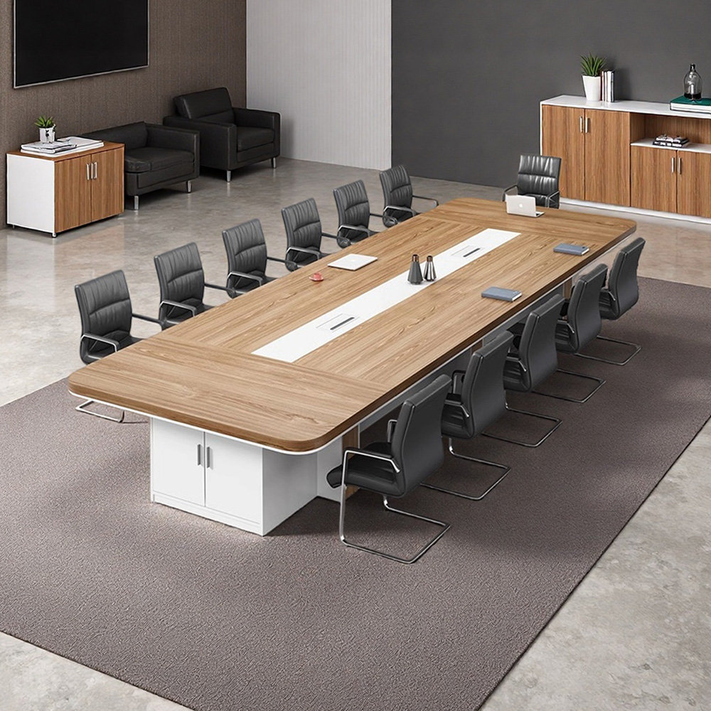 Inbox Zero Modern Large Conference Table with Storage Cabinet - Wayfair ...