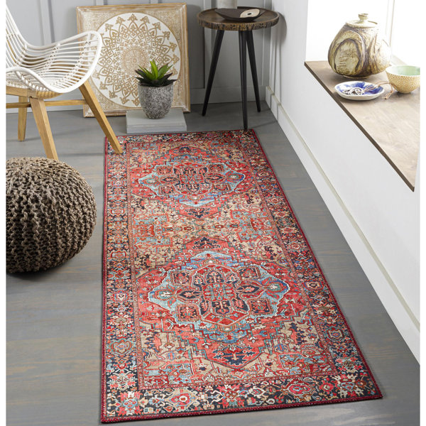 Langley Street Fleckenstein Oriental Bright Red/Beige/Blue Area Rug ...