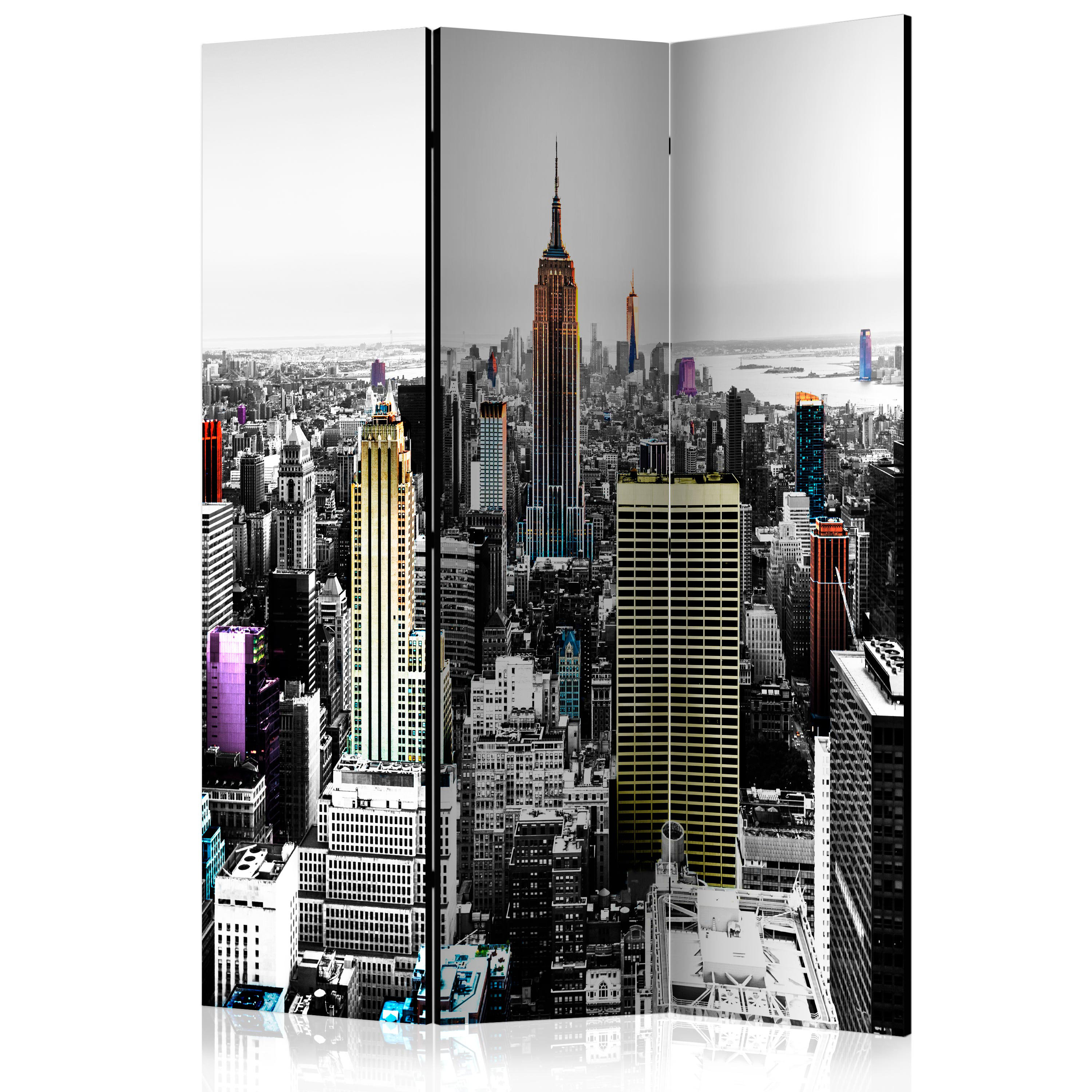East Urban Home Iridescent Skyscrapers 53" W x 68" H 3 - Panel Solid ...