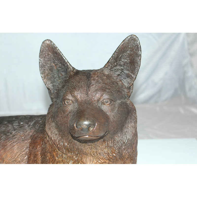 Red Barrel Studio® Aula Corgi dog Bronze Statue - Size: 20"L x 10"W x ...