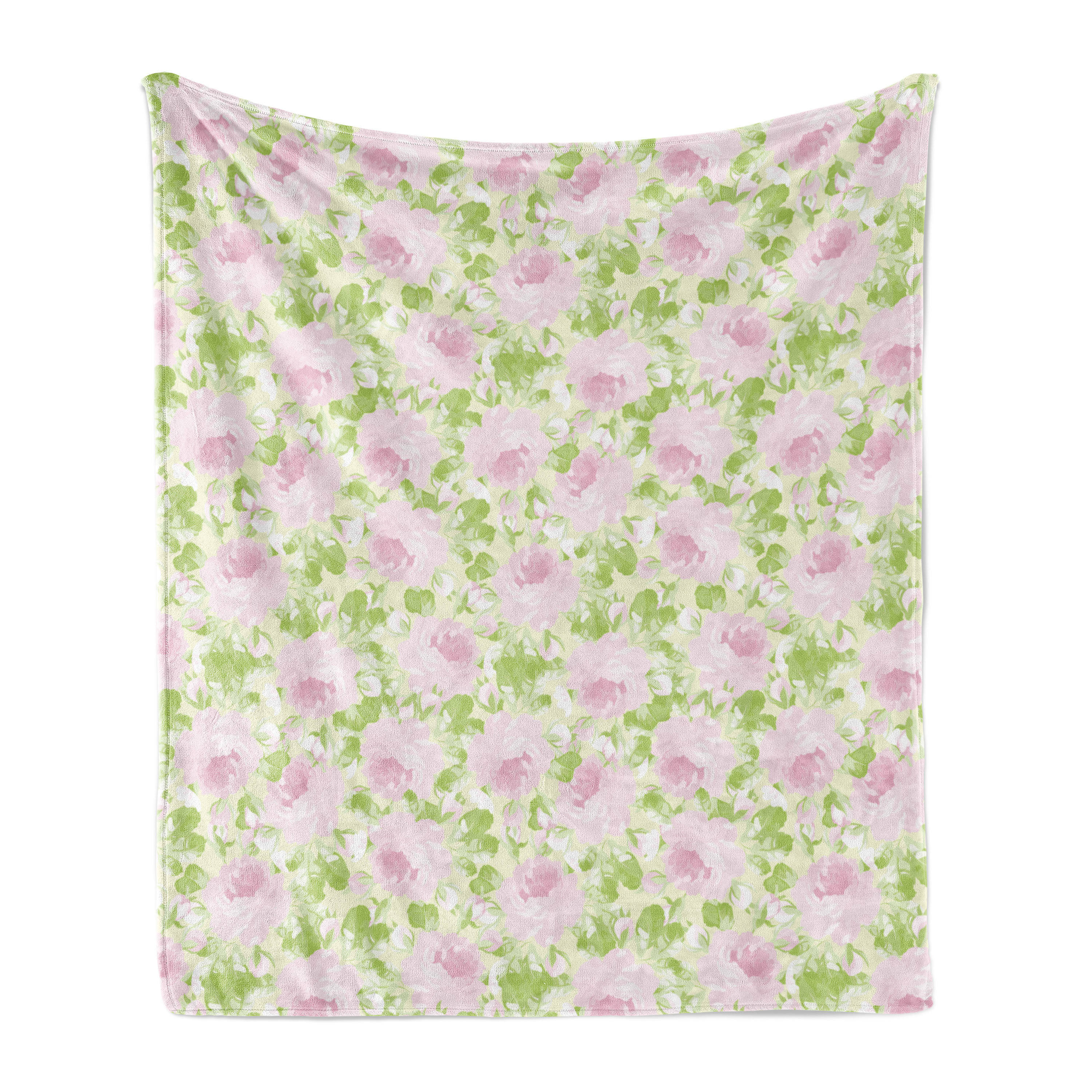 Ambesonne Shabby Flora Fleece Throw Blanket Spring Yard Pastel Pale ...