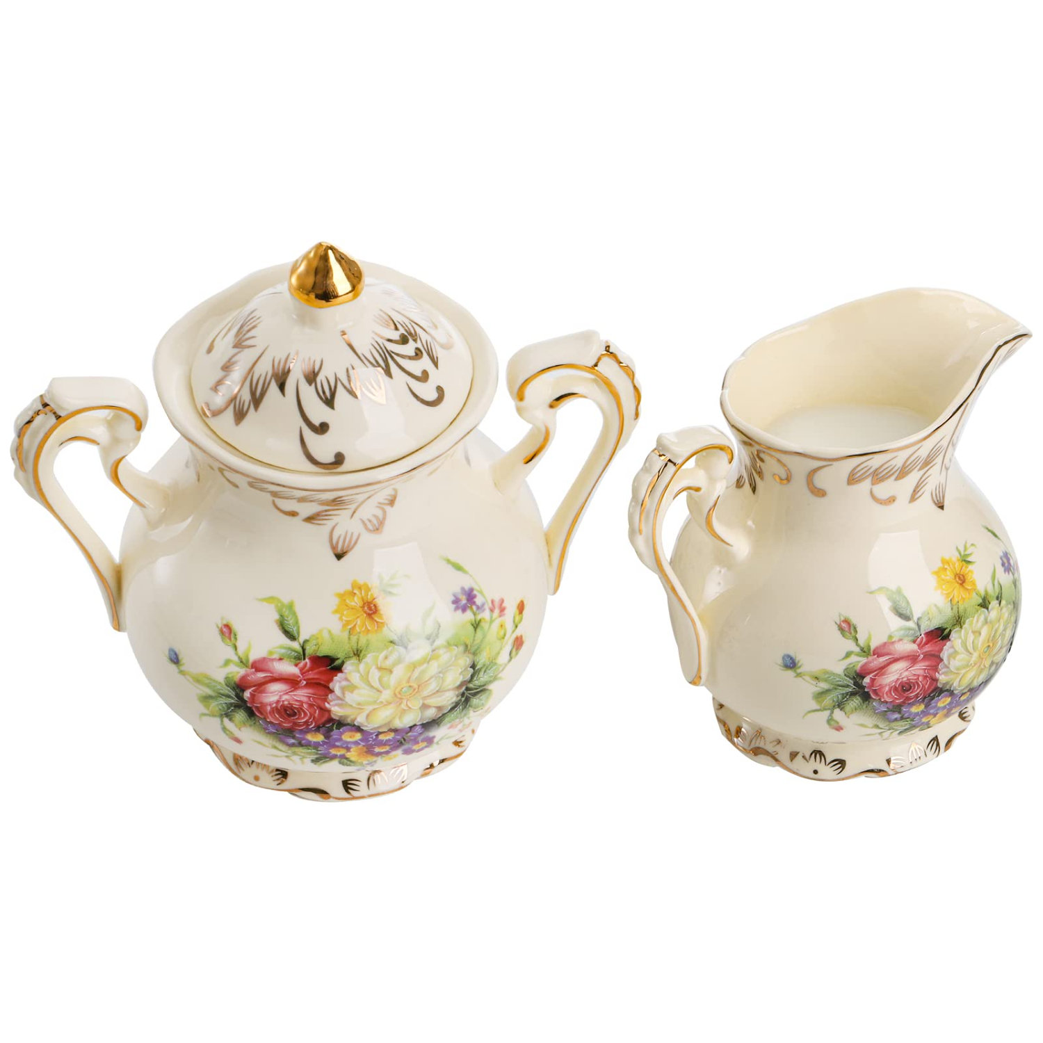 Astoria Grand Sugar And Creamer Set, Porcelain Ivory Coffee Serving Set ...