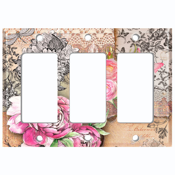 WorldAcc Metal Light Switch Plate Outlet Cover (Vintage Damask Pink ...