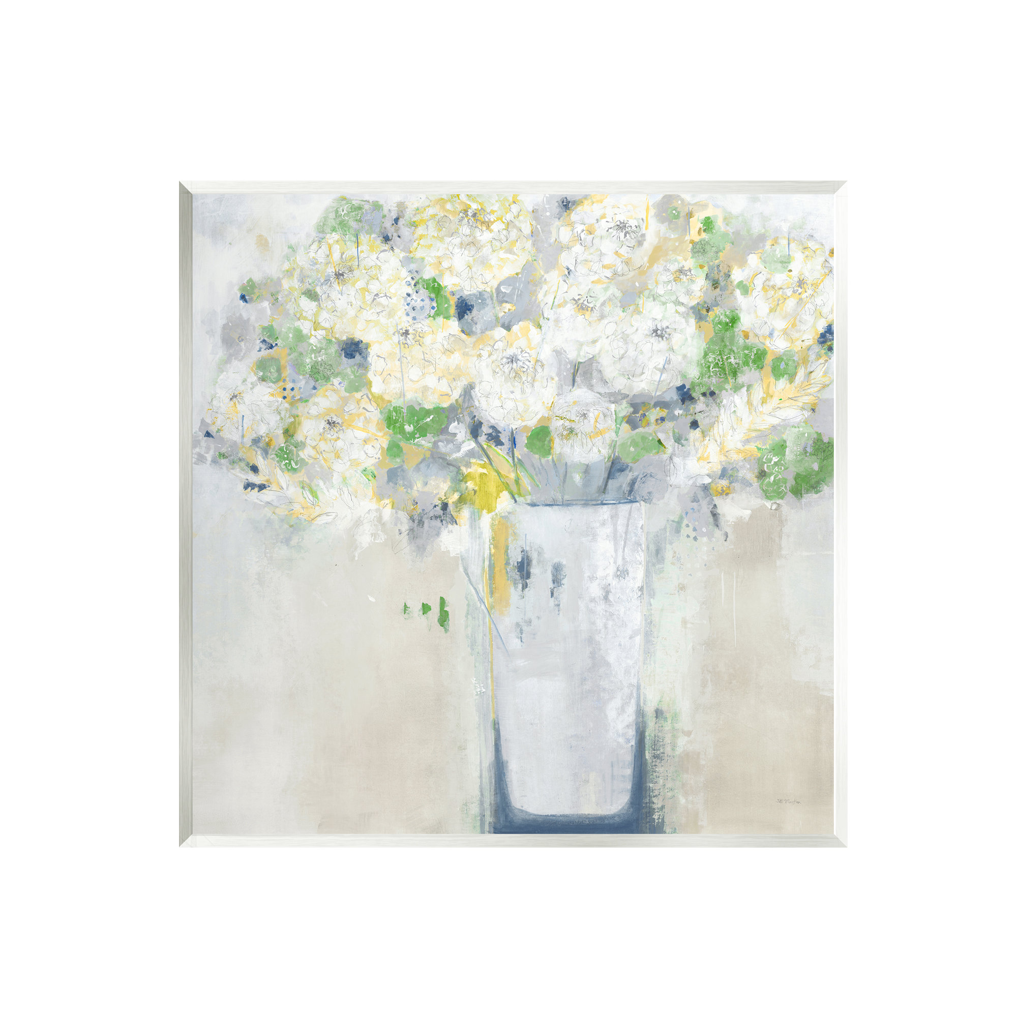 Stupell Industries Au-804-Wood " Abstract White Floral Bouquet " by ...