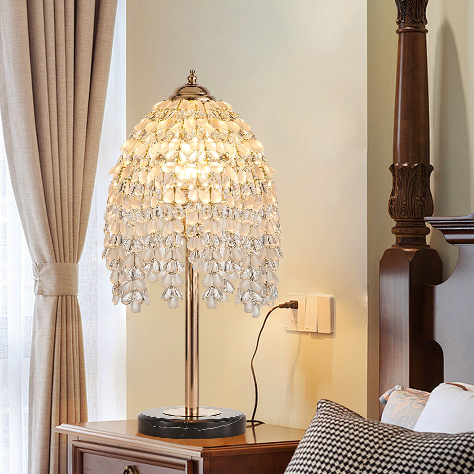 Mercer41 Furnary 19" H Modern Crystal Table Lamp, Gold Table Lamp With ...