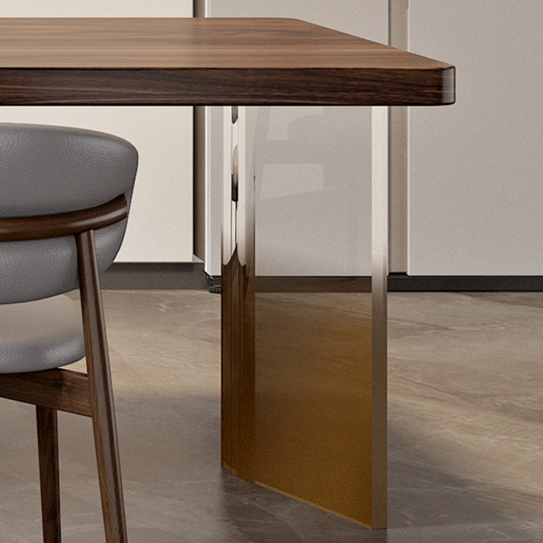 A Zoetic Home Black Walnut Solid Wood Dining Table, Rectangular ...