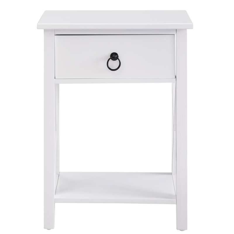 Breakwater Bay Perrins 1.8ft Small Night Stand with Storage Shelf and ...