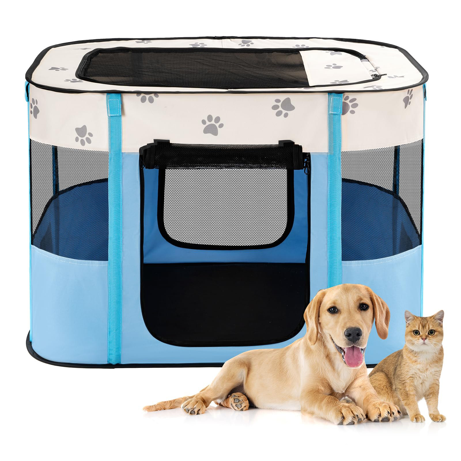 APPENIN WINTER PARK CORP Portable Dog Cat Playpen, Foldable Pop Up Pet ...