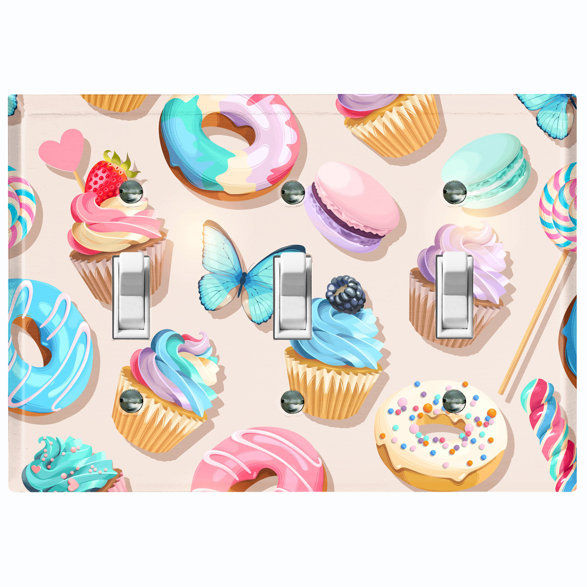 WorldAcc Metal Light Switch Plate Outlet Cover (Assorted Donut Candy ...