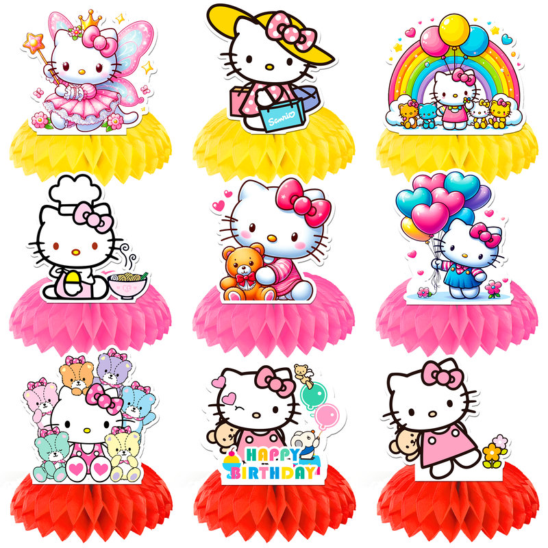 Fairmont Park Hello Kitty Honeycomb Centerpieces for Birthday,9pcs ...
