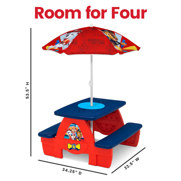 Delta Children PAW Patrol 4 Seat Activity Picnic Table With Umbrella ...