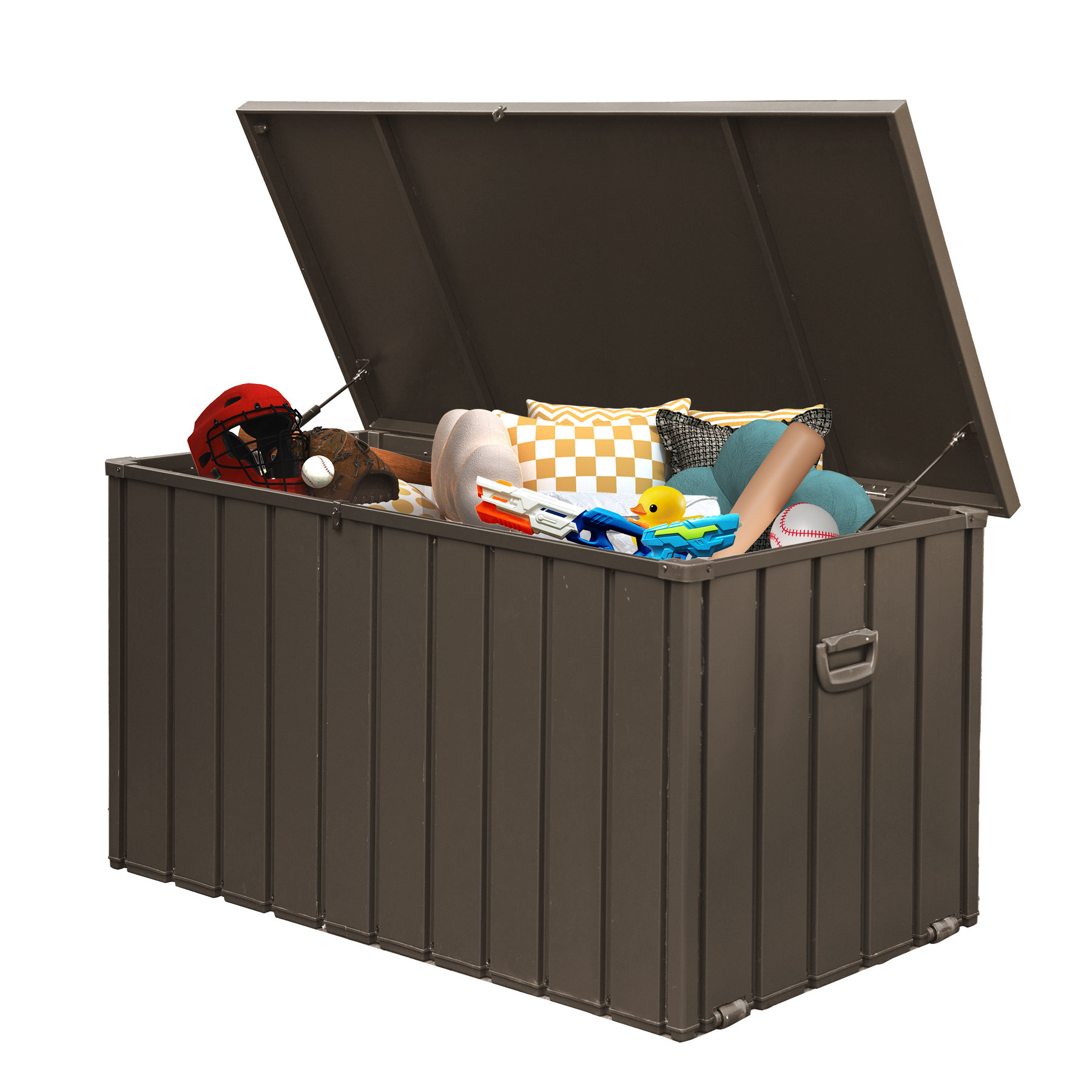 Domi Louvered Deck Box 200 Gallons Water Resistant Lockable with Wheels ...