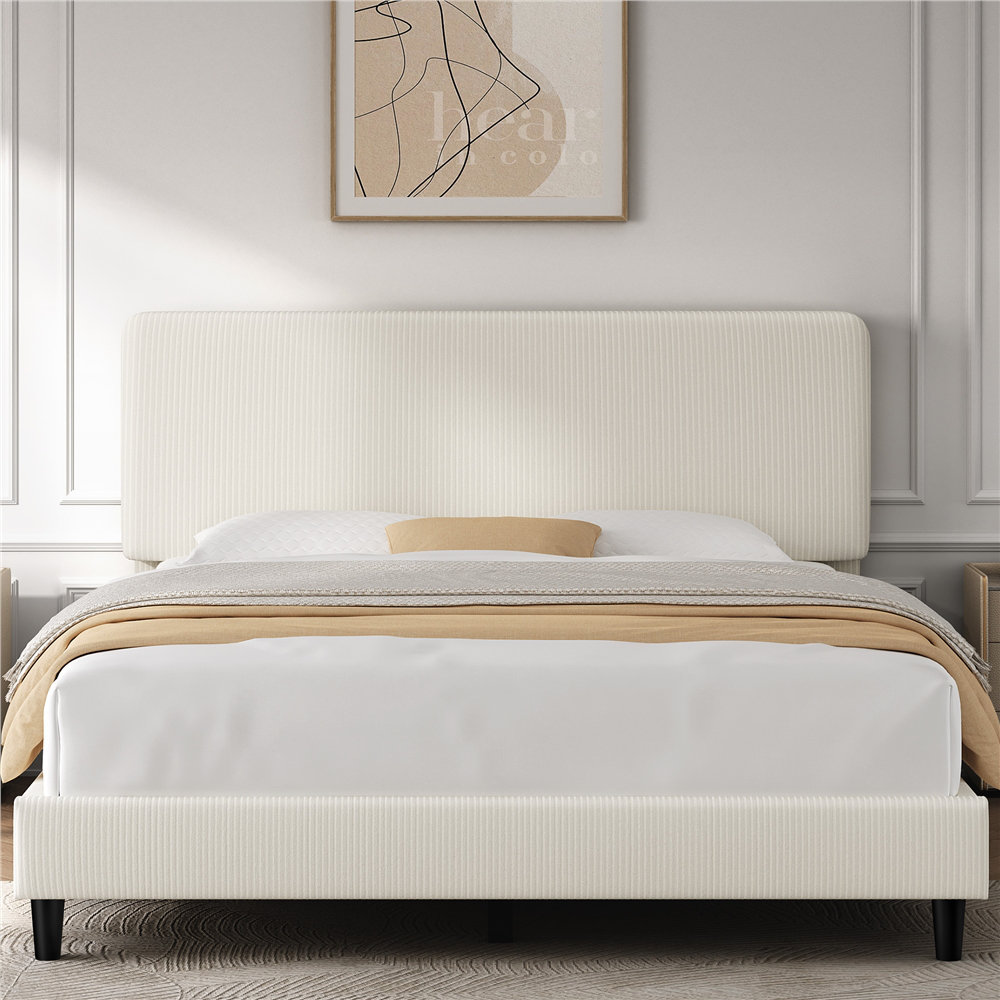 Ebern Designs Upholstered Bed Frame with Adjustable Headboard & Reviews ...