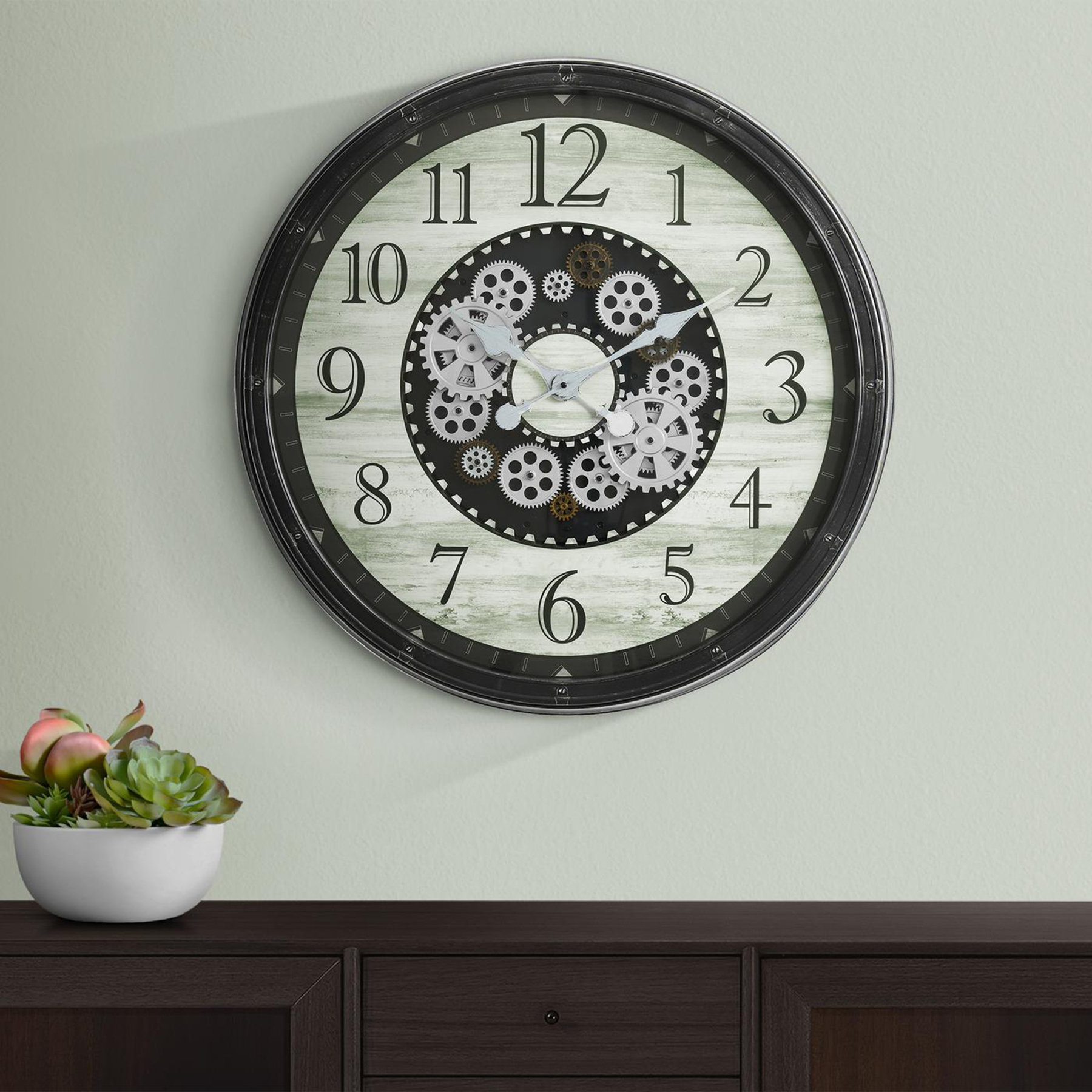 Williston Forge Clocks,Gear Mechanism, Large Oversized, Wall Clock | Wayfair
