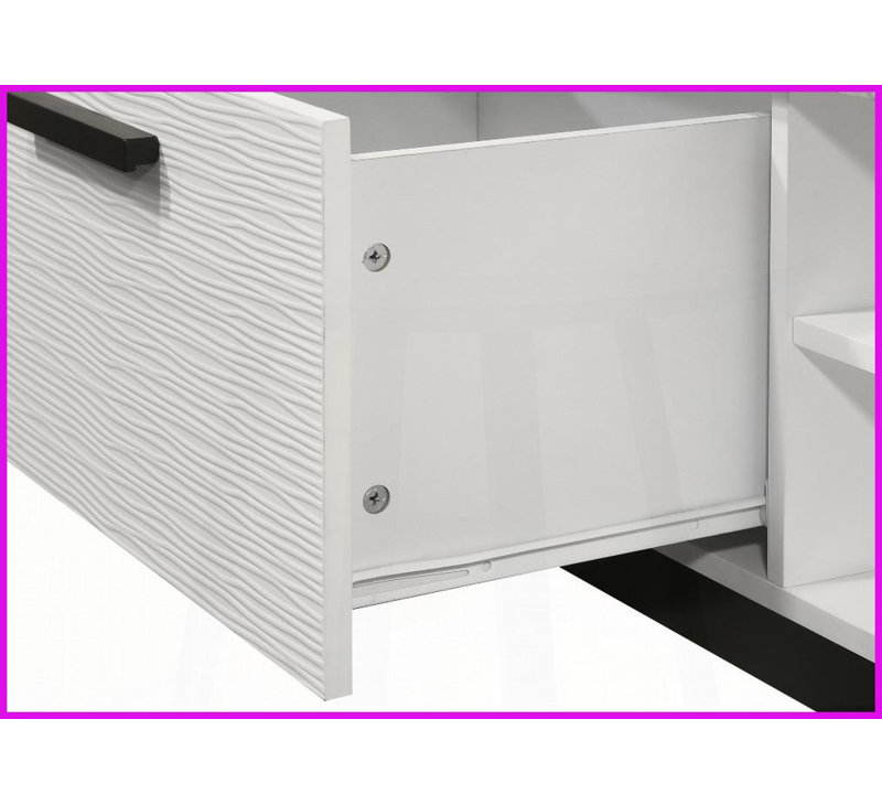 Latitude Run® 47” White Faux Marble Coffee Table – Drawer Storage ...