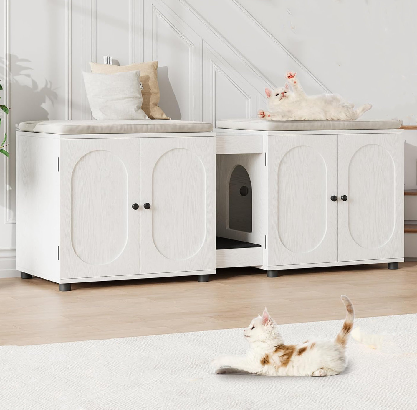 Archie & Oscar™ Double Cat Litter Box Furniture, Large Cat Litter Box ...
