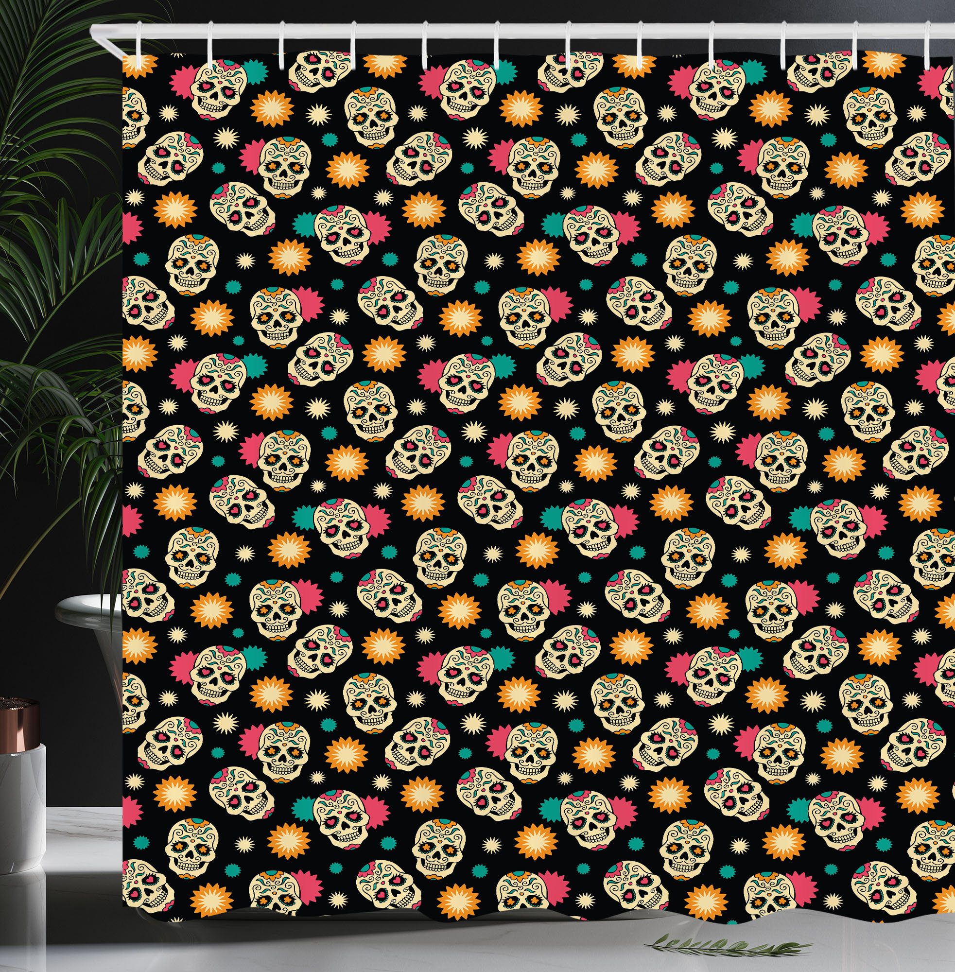 East Urban Home Sugar Skull Shower Curtain Daya of the Dead Multicolor ...