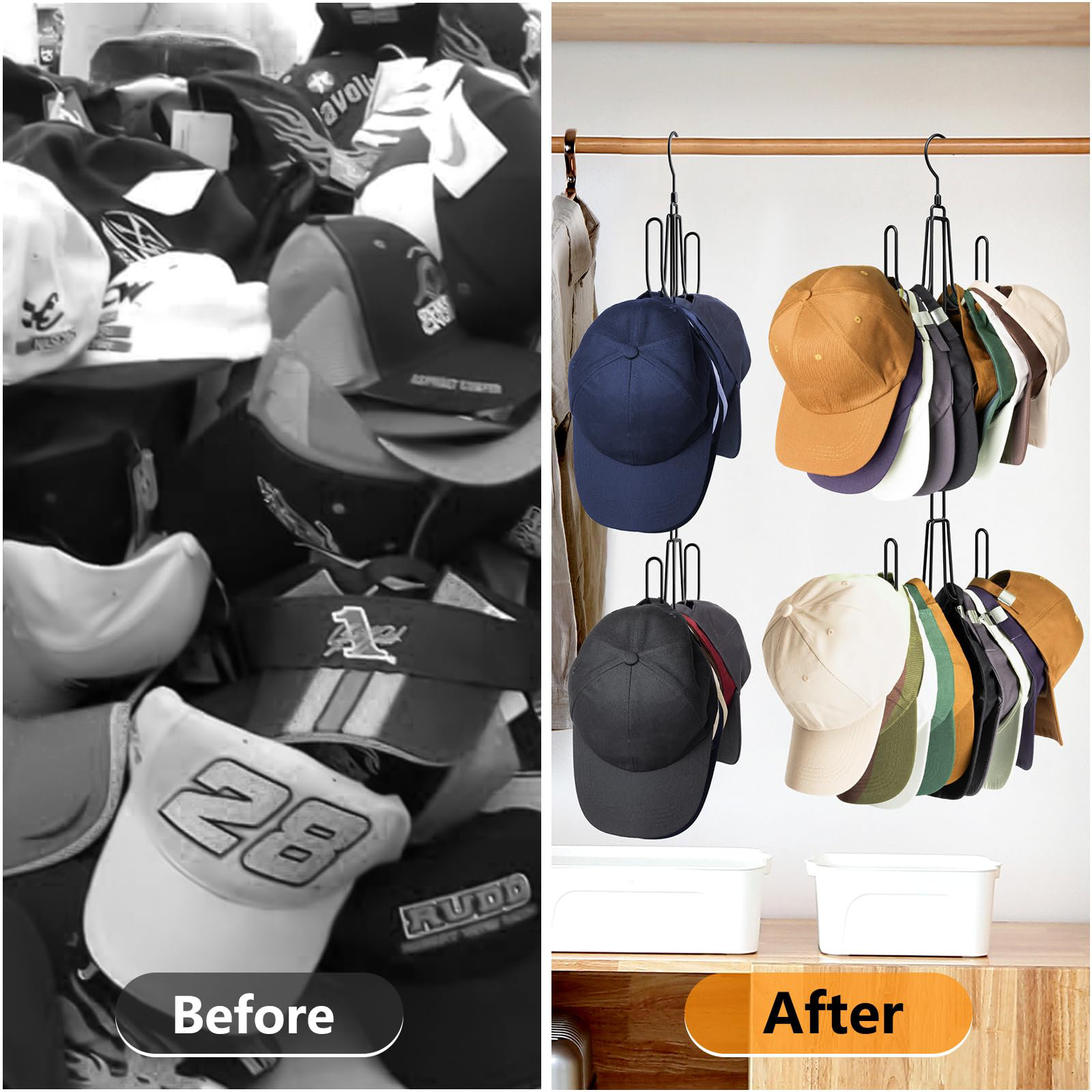 Rebrilliant Hat Hangers For Closet, Stainless Steel Hat Organizer, Hat ...