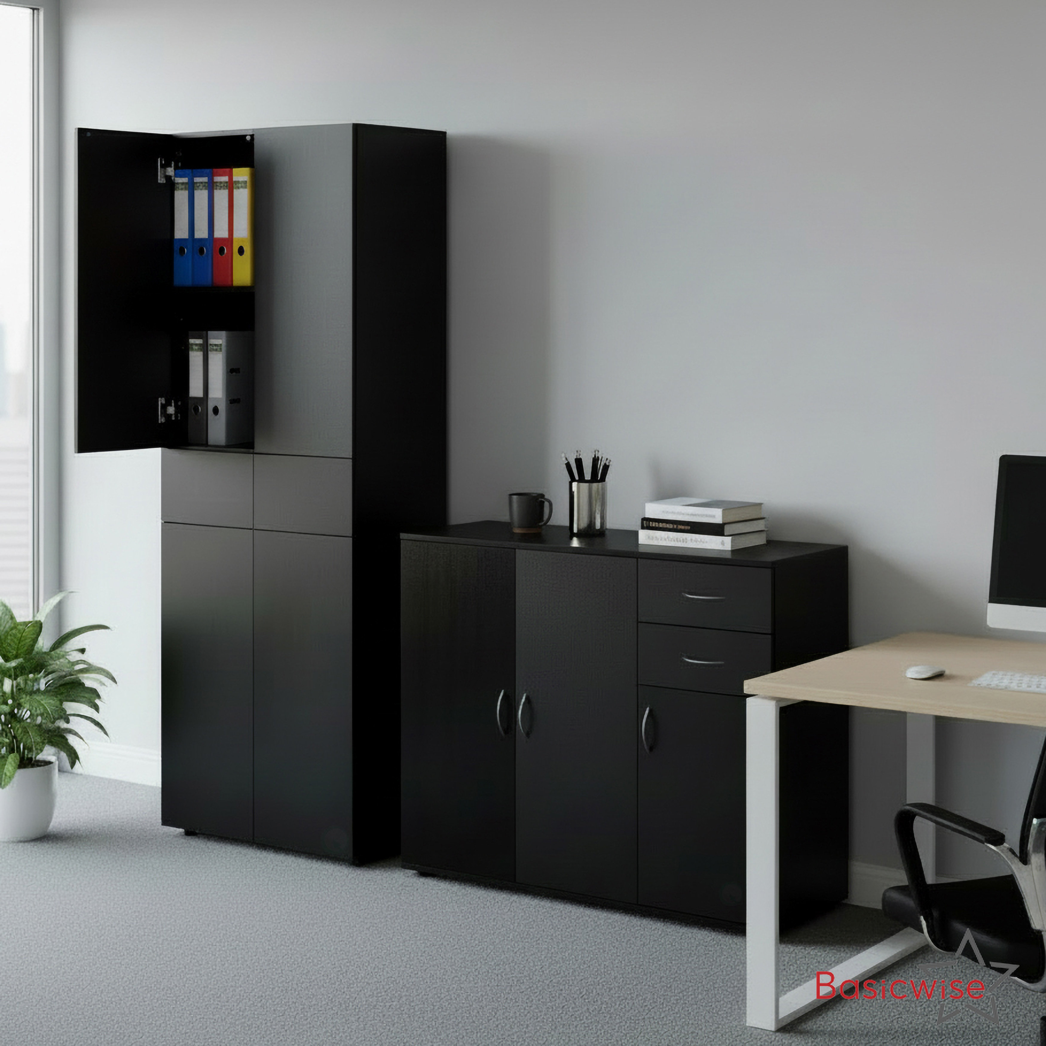 WFX Utility™ Set Of 1 Buffet Table With Drawers & Multi Door Storage ...