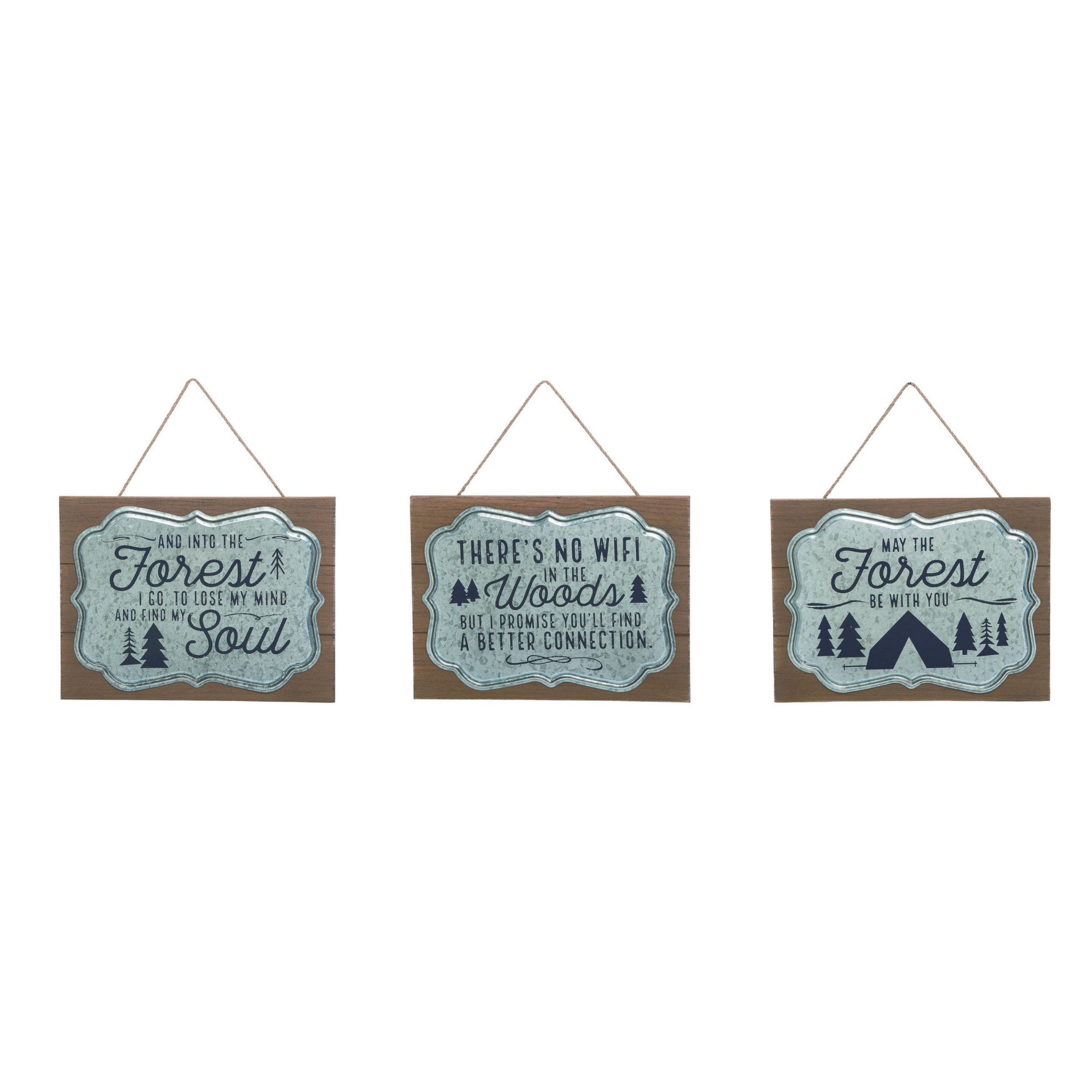 August Grove® Metal Forest Sign Set of 3 Spring Home Decorations | Wayfair