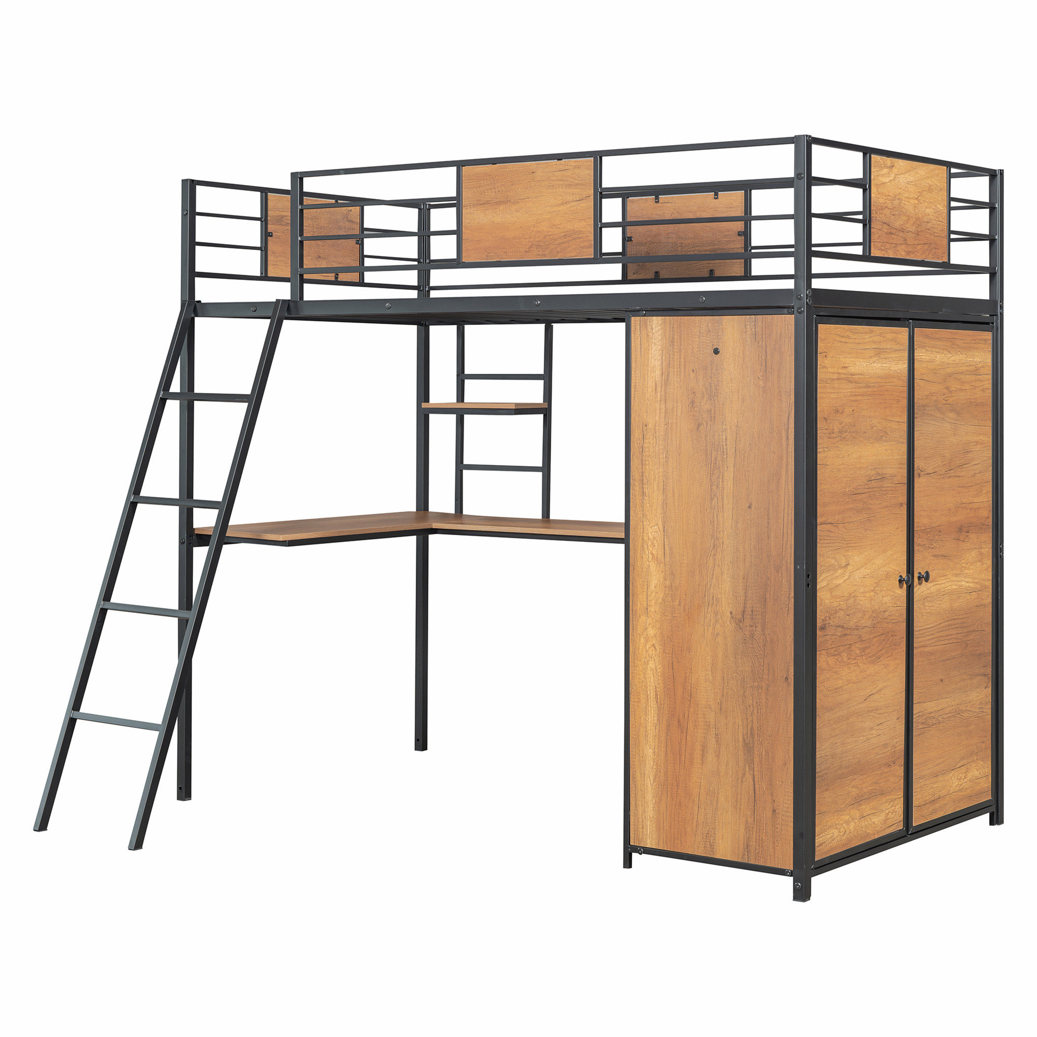 Mason & Marbles Versatile Loft Bed with Integrated Desk and Wardrobe for Enhanced Functionality ...
