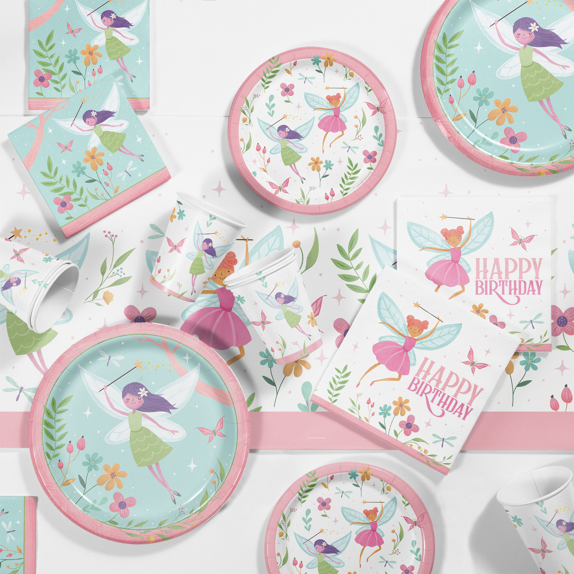 Creative Converting Fairy Forest Birthday Party Supplies Kit, Serves 8 ...