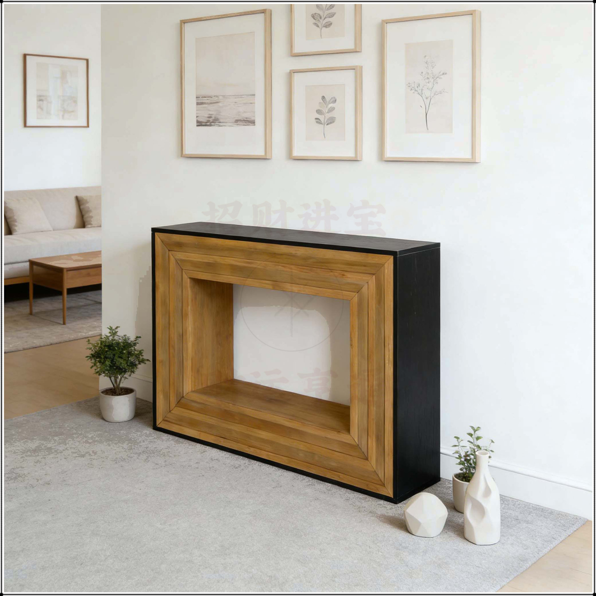 Latitude Run® Modern Contrast Console Table with Layered Wood Frame and ...