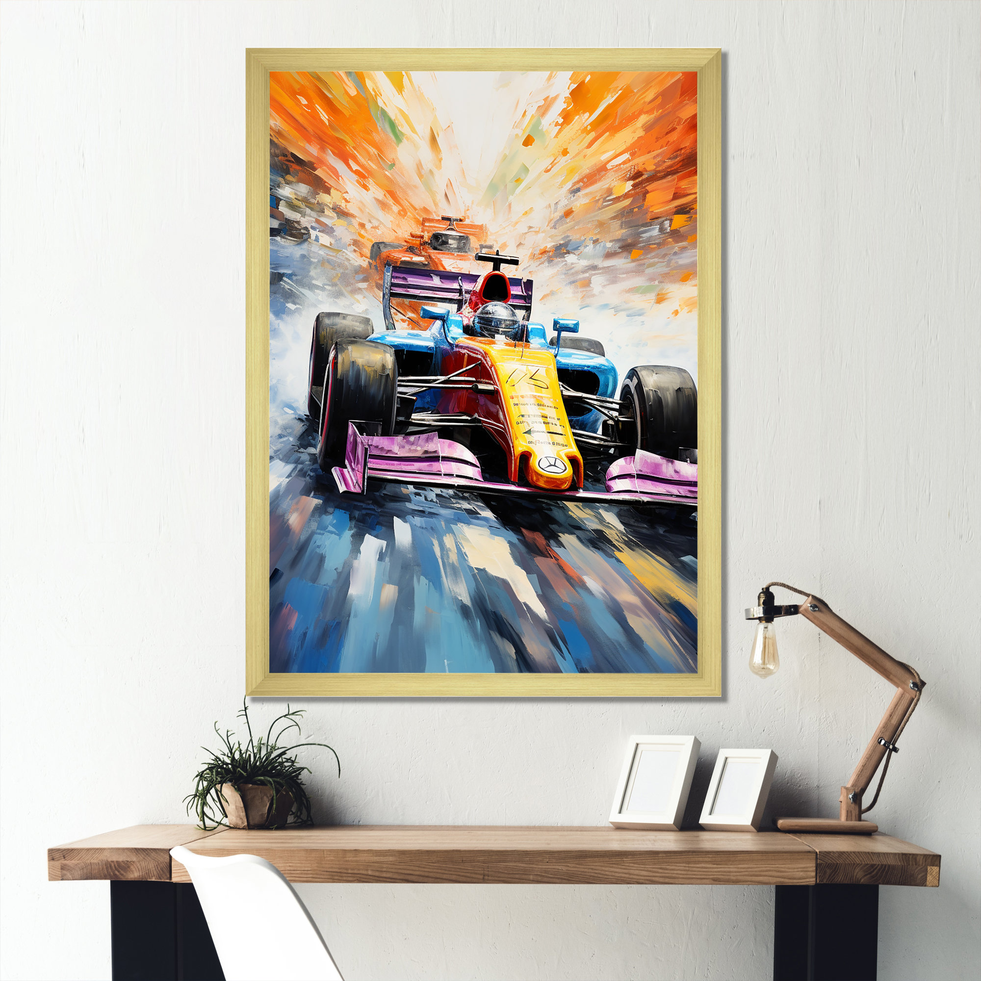 Lark Manor™ Popart Formula Car On The Race Track II - Race Tracks Wall ...