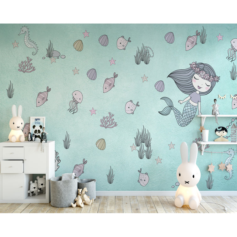 Sunside Sails Adley Peel And Stick Mermaid Ariel Starfish Kids ...