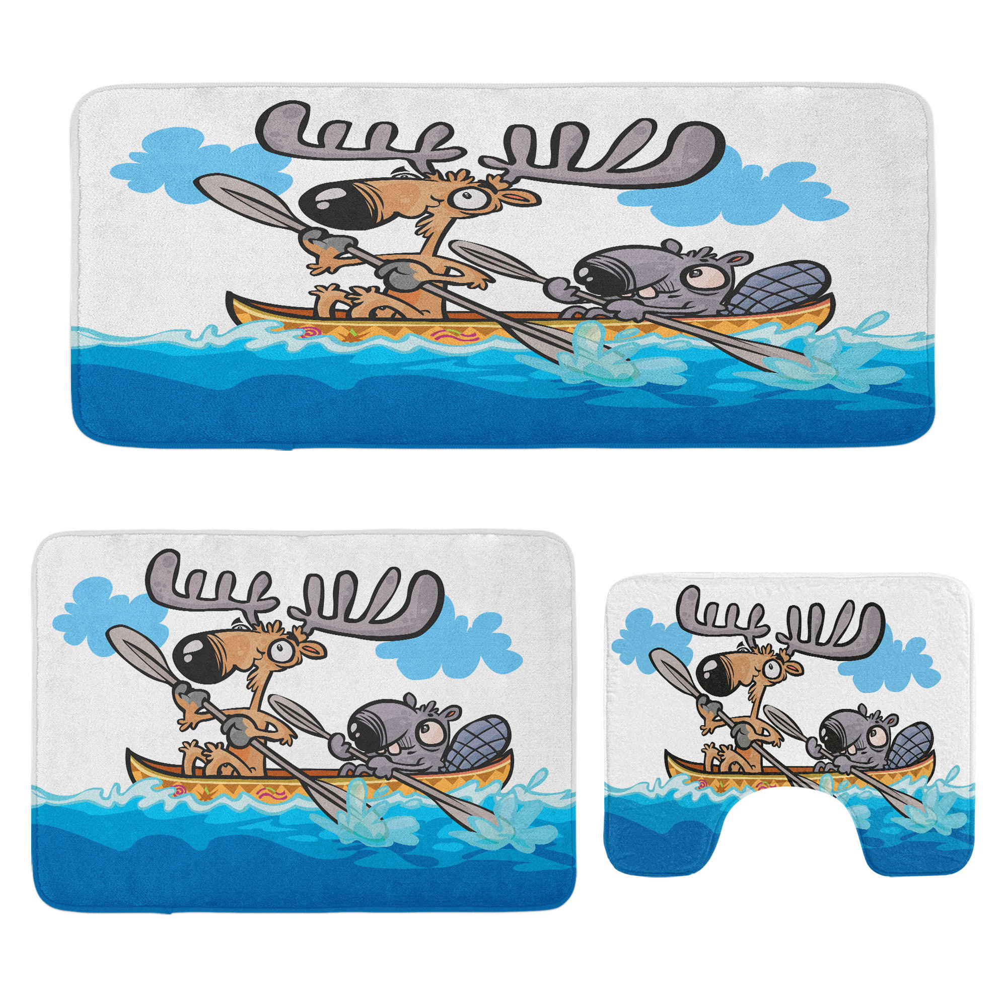 East Urban Home Moose Bathroom Rug Set 3 Pieces U-Shape & Rectangle ...