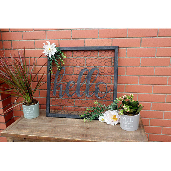 17 Stories Hello with Flowers Wall Décor | Wayfair