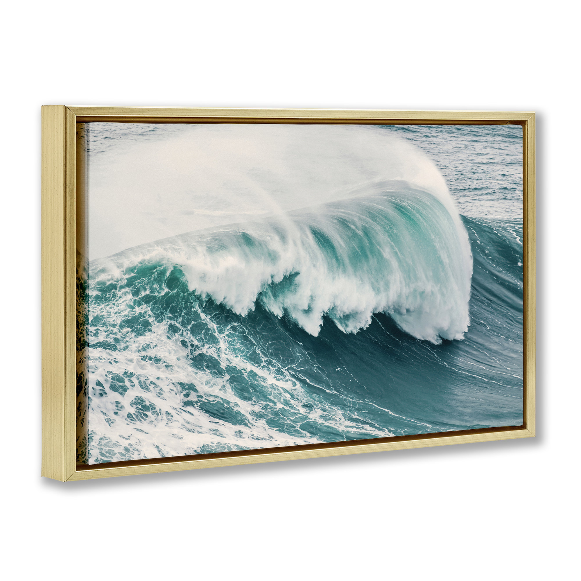 Highland Dunes Large Breaking Wave Framed Floater Canvas by Nataly ...