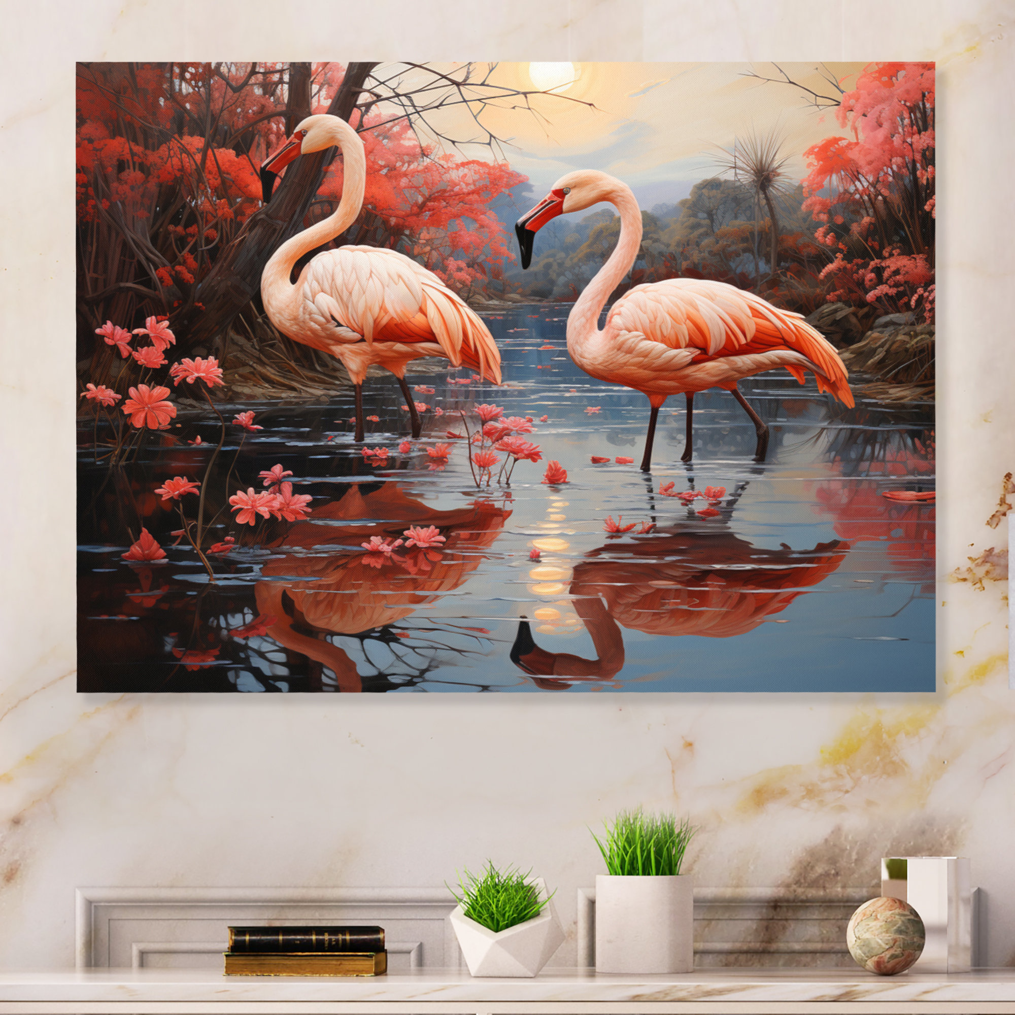 Bay Isle Home™ Flamingo Fading Glow Pastoral - Animals Metal Wall Decor ...