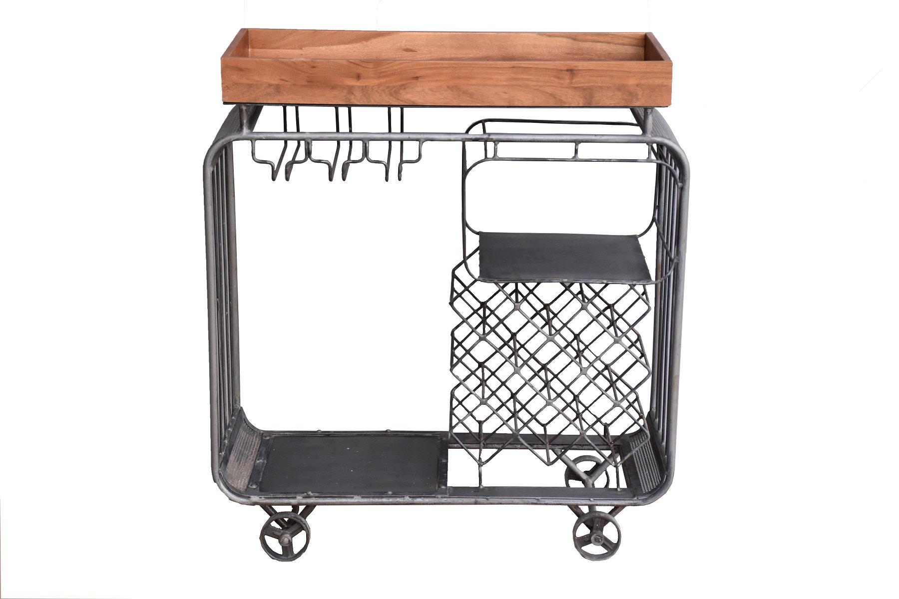Designe Gallerie Metal Bar Cart with Wooden Tray Top and Rolling ...
