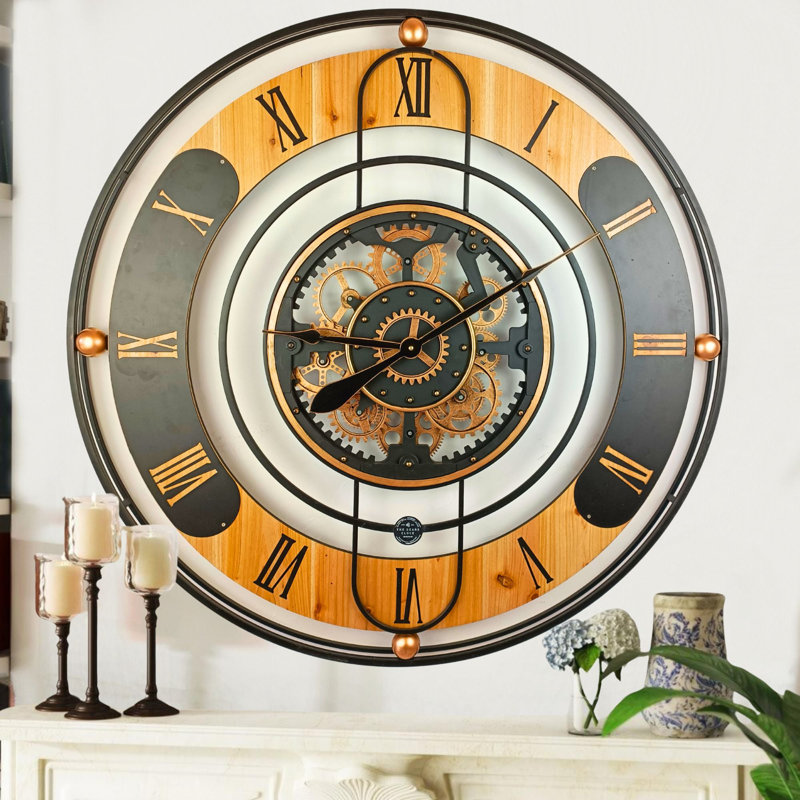 The Gears Clock Wall Clock 36" Round Oversized for Living Room decor ...