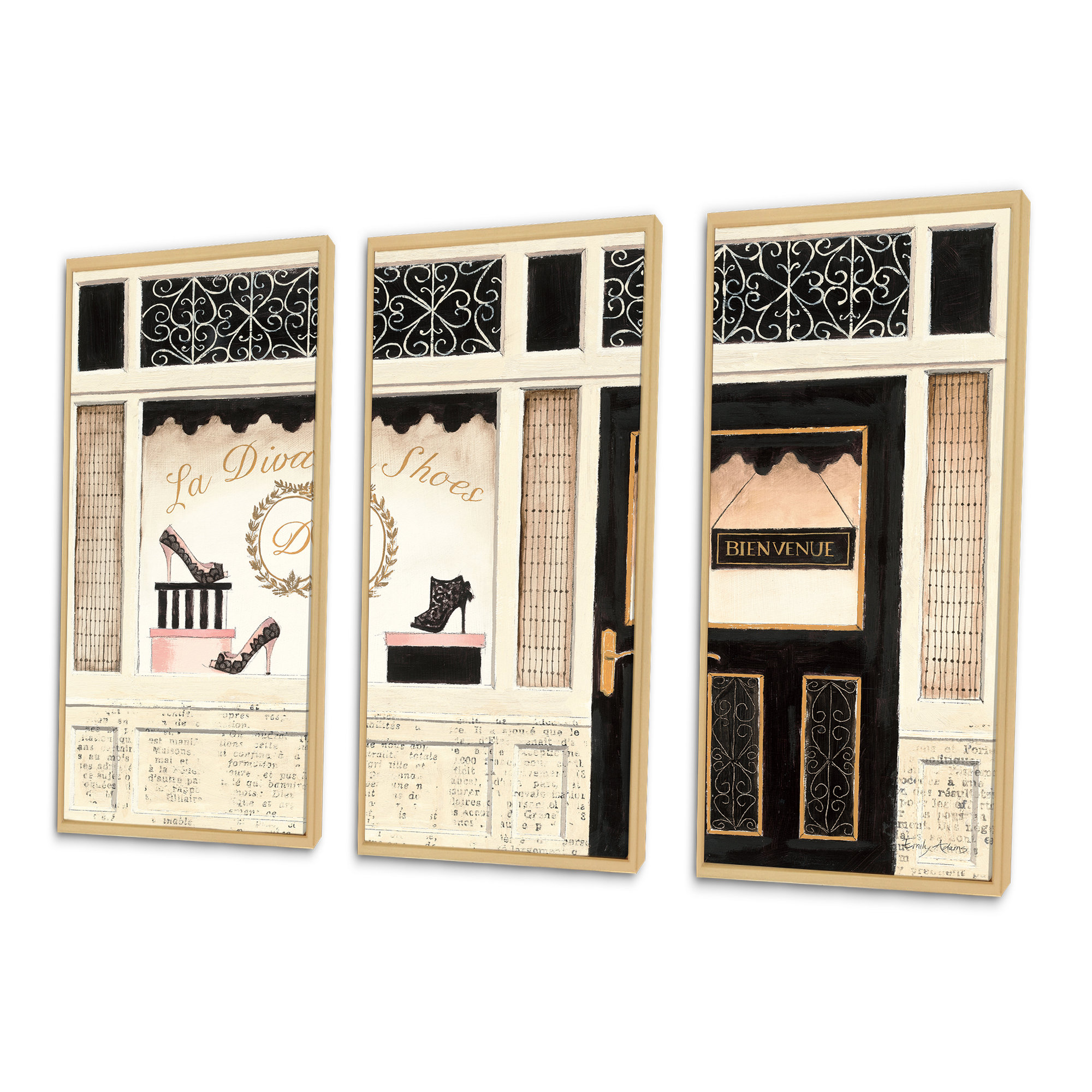 DesignArt " Paris Diva Shoes Painting " 3 - Pieces on Canvas - Wayfair ...