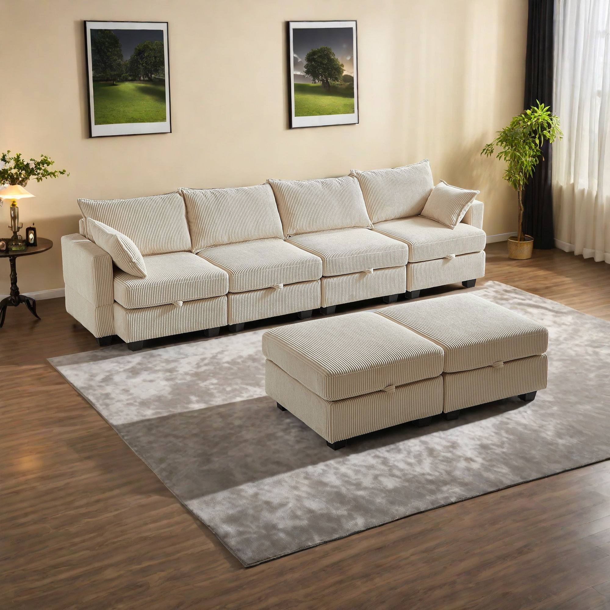 George Oliver 113.5'' Modular Sectiona Corduroy Sofa, Sectional Couches ...