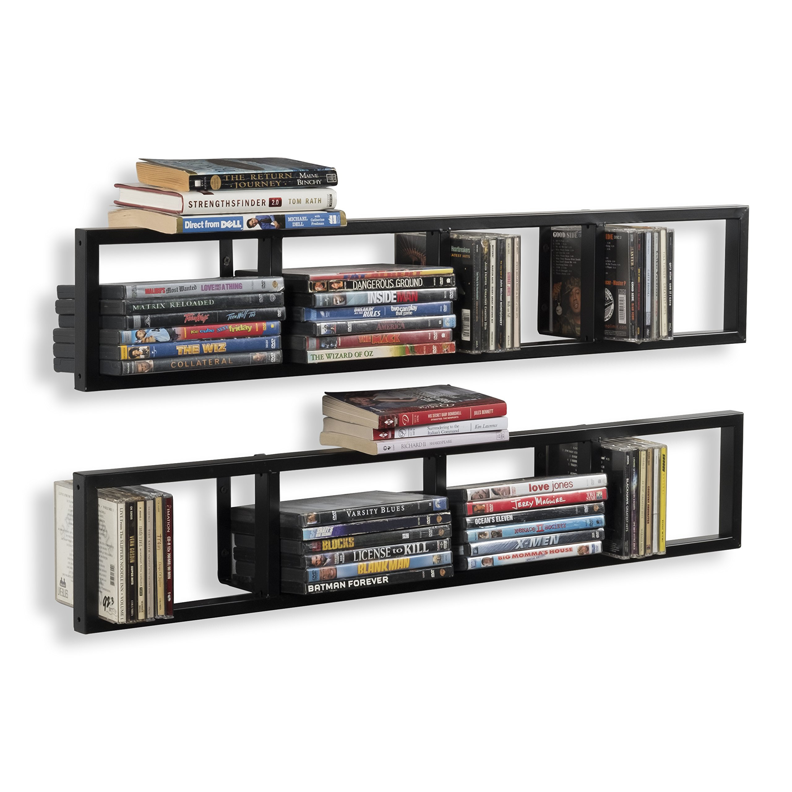 Latitude Run® Wall Mount 34 Inch Media Storage Rack CD DVD Organizer ...