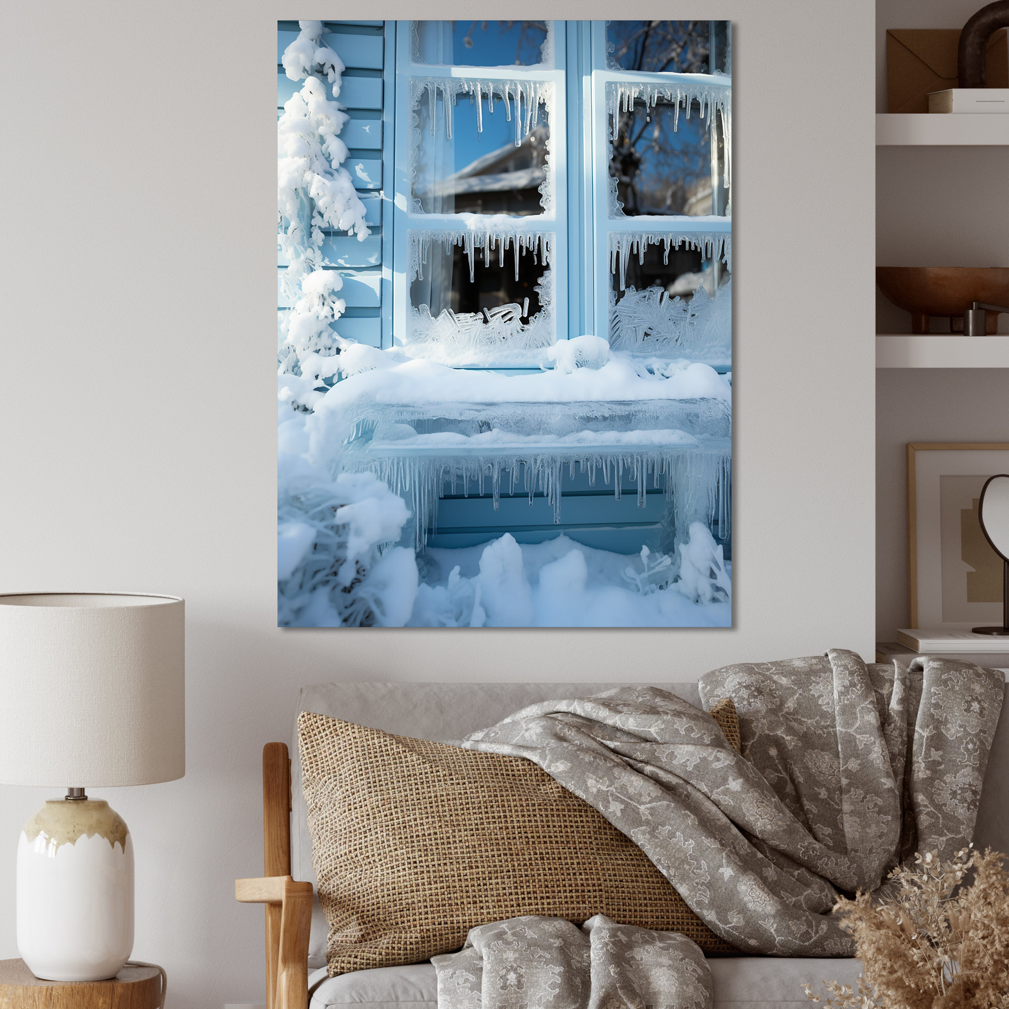 Winston Porter Winter Window Frozen Glass II - Winter Landscape Wall ...