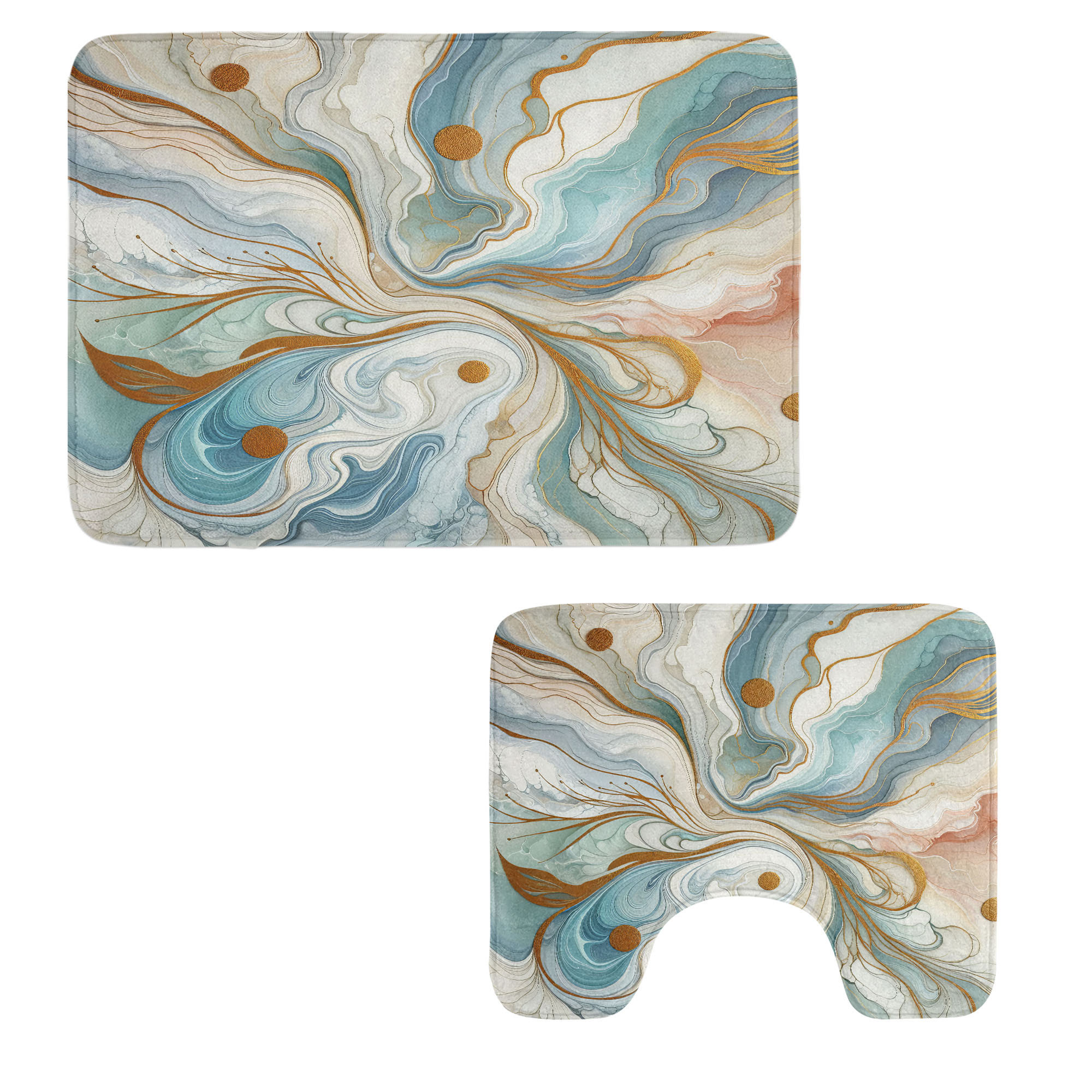 East Urban Home Modern Bathroom Rug Set 2 Pieces Rectangle & Contour ...