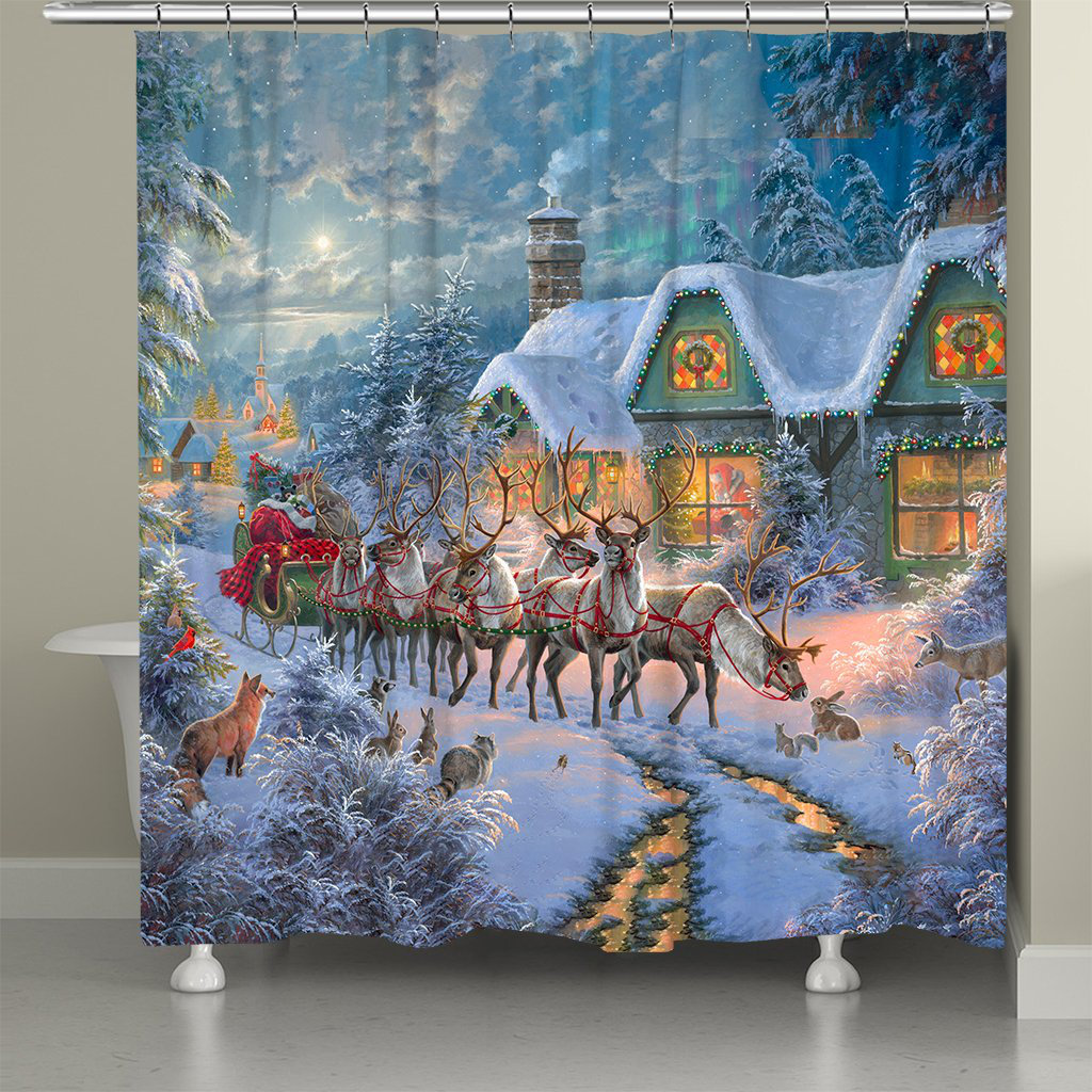 The Holiday Aisle® Christmas Magic Shower Curtain | Wayfair